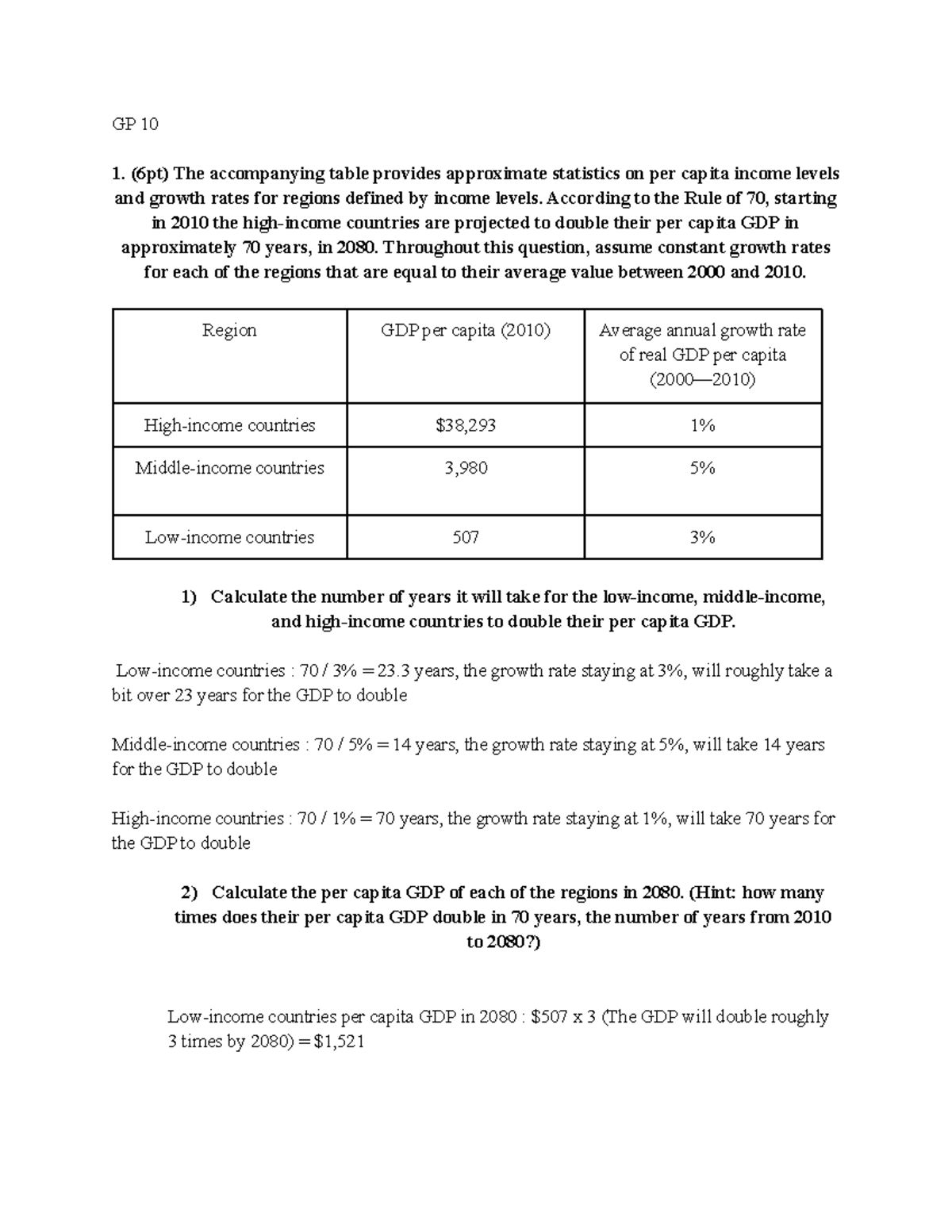 Macro GP 10 - GP 10 (6pt) The accompanying table provides approximate ...