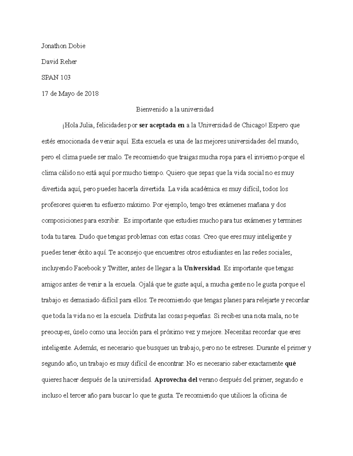 Compocion 2 - Essay written through prompt - Jonathon Dobie David Reher ...