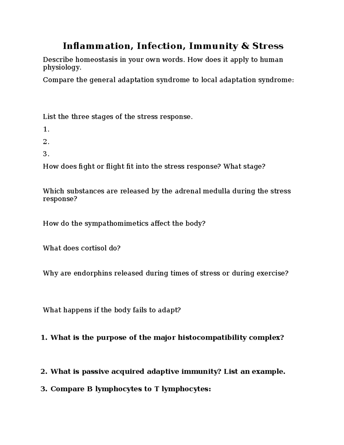 Optional Immunity Study Guide - Inflammation, Infection, Immunity ...