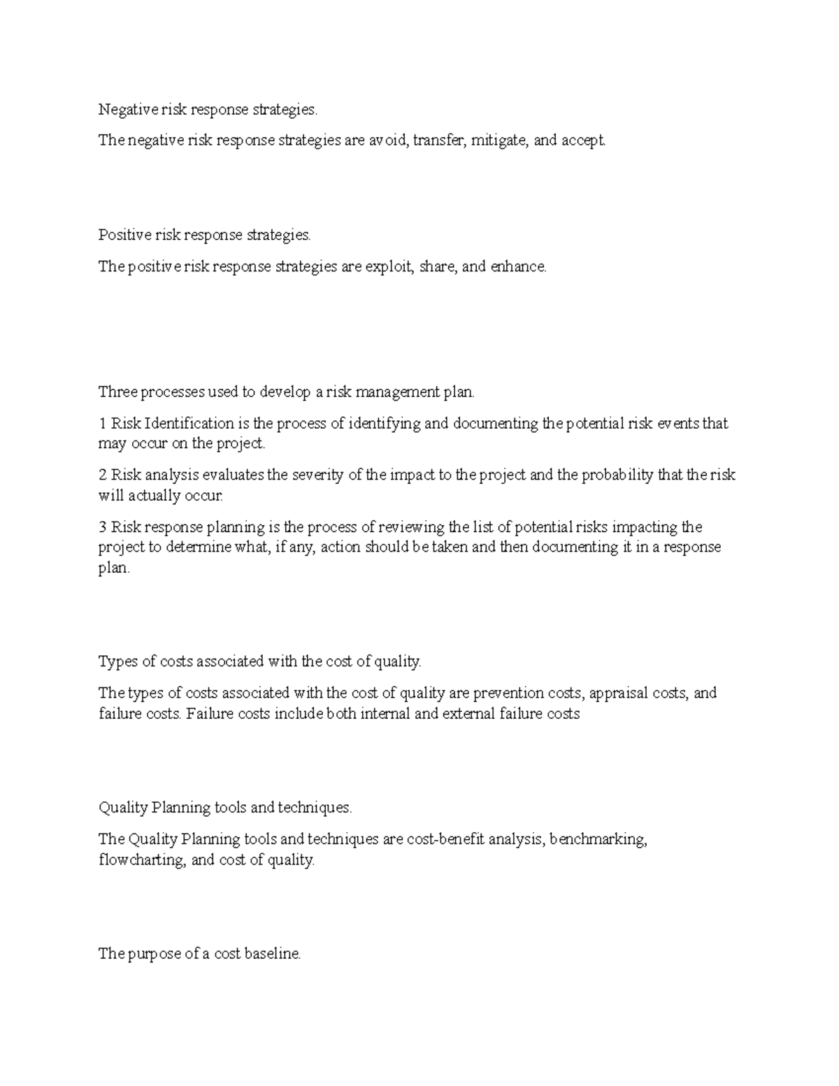 PM chpt 6 - GSU Armstrong w Professor Stephens - Negative risk response ...