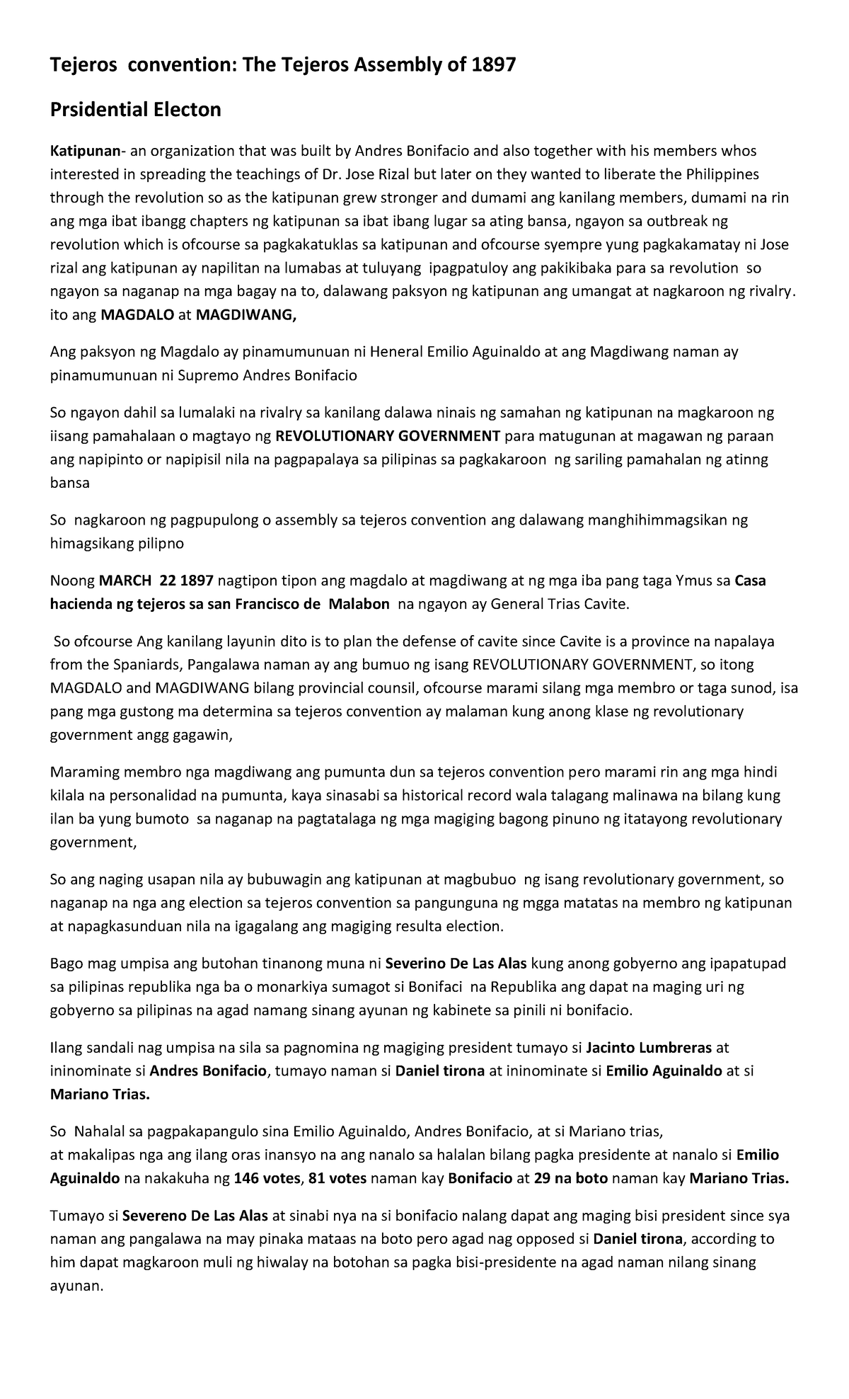 Tejeros convention story - Tejeros convention: The Tejeros Assembly of ...