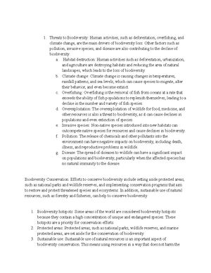 Importance of Biodiversity - Biodiversity also provides food, fuel ...