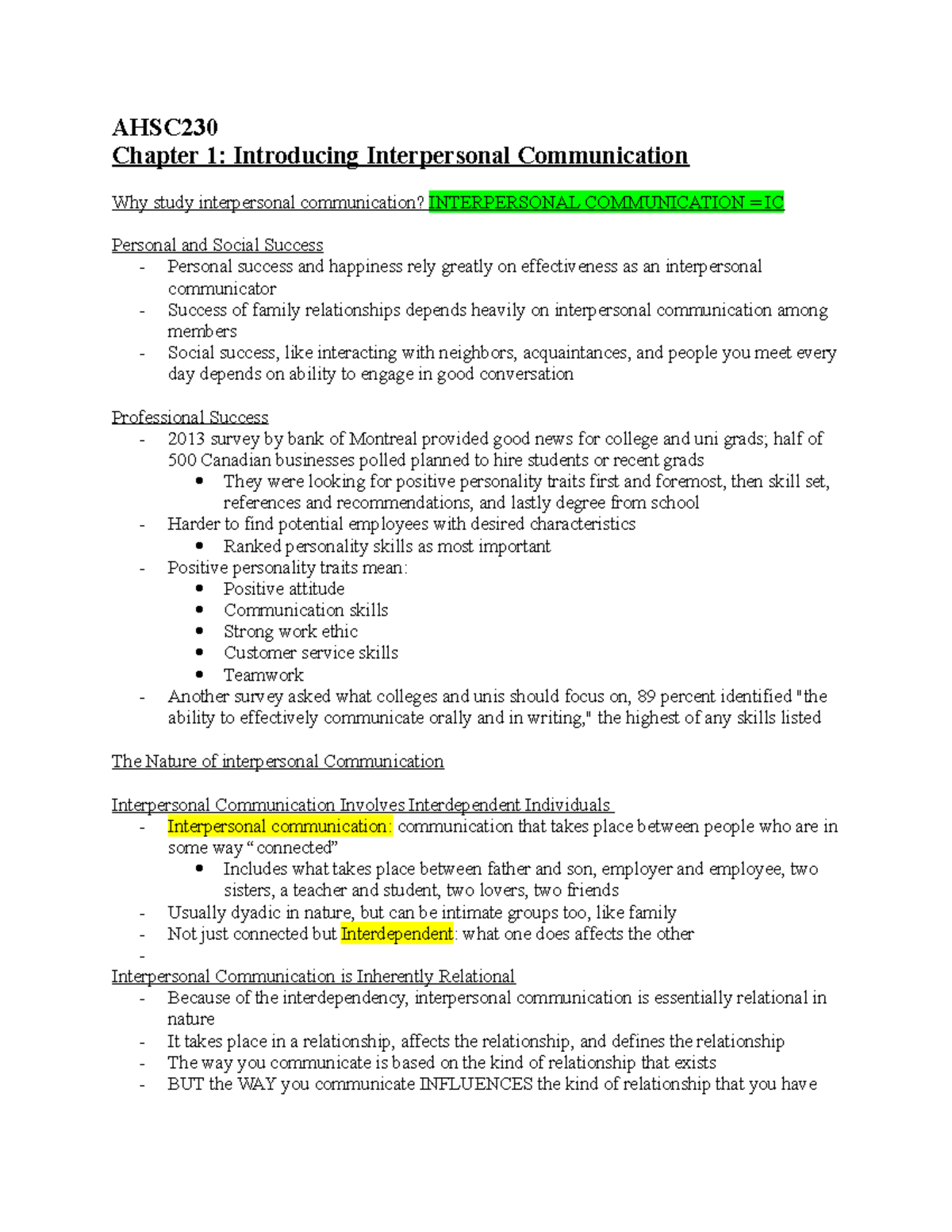 Messages: Building Interpersonal Communication Skills Textbook notes ...