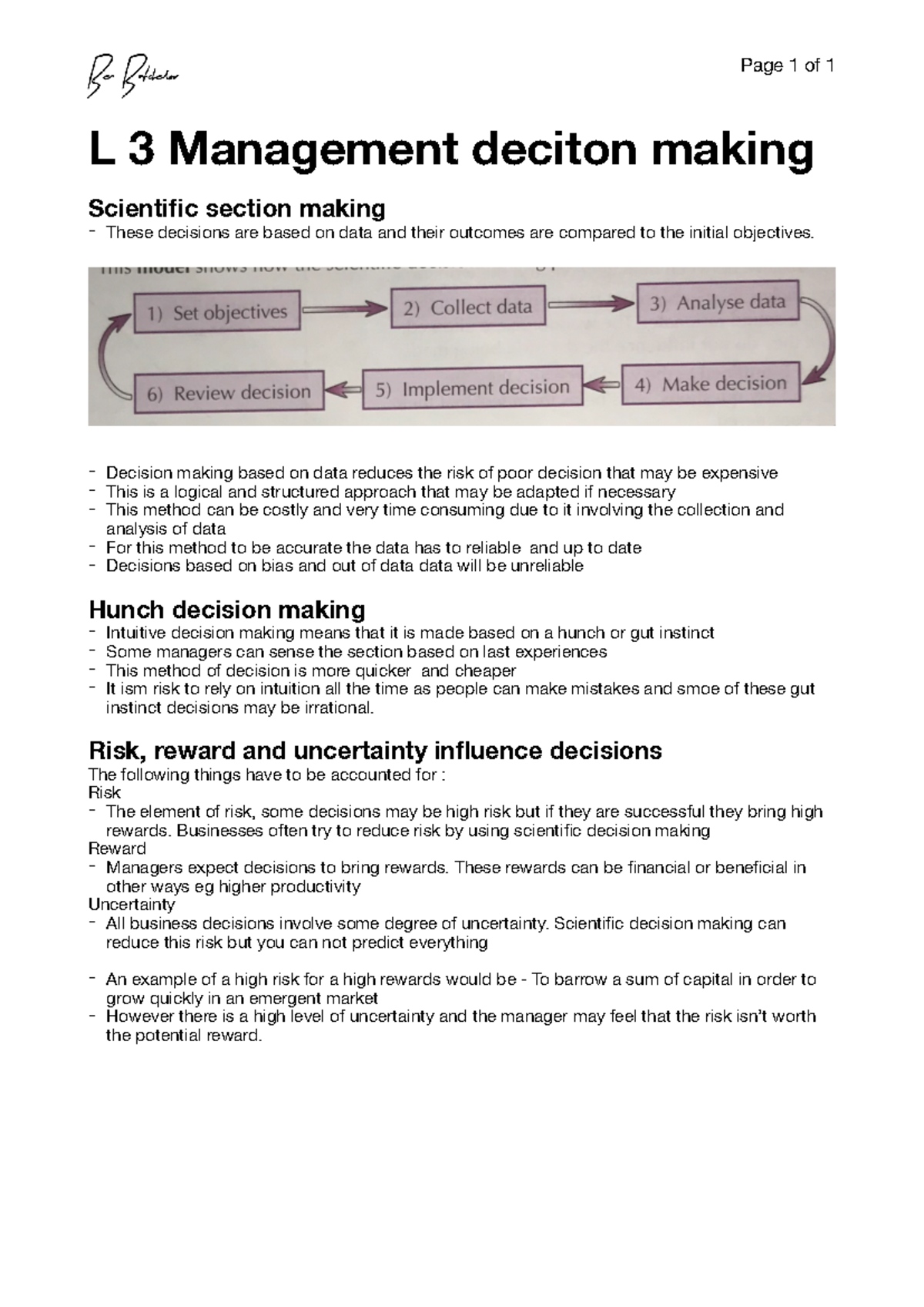 L3 Management decision making - Page 1 of 1 L 3 Management deciton ...