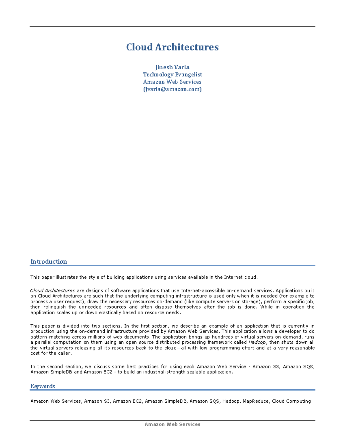 Amazon - Amazon Web Services - Cloud Architectures (Saas - Framework ...