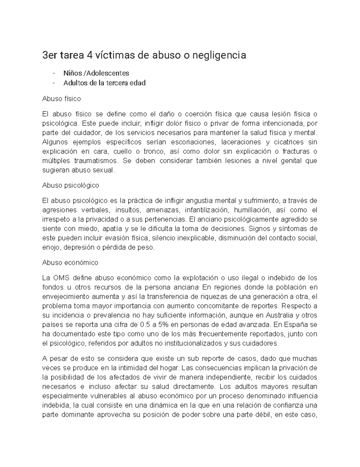 3er tarea 4 víctimas de abuso o negligencia - Este puede incluir ...