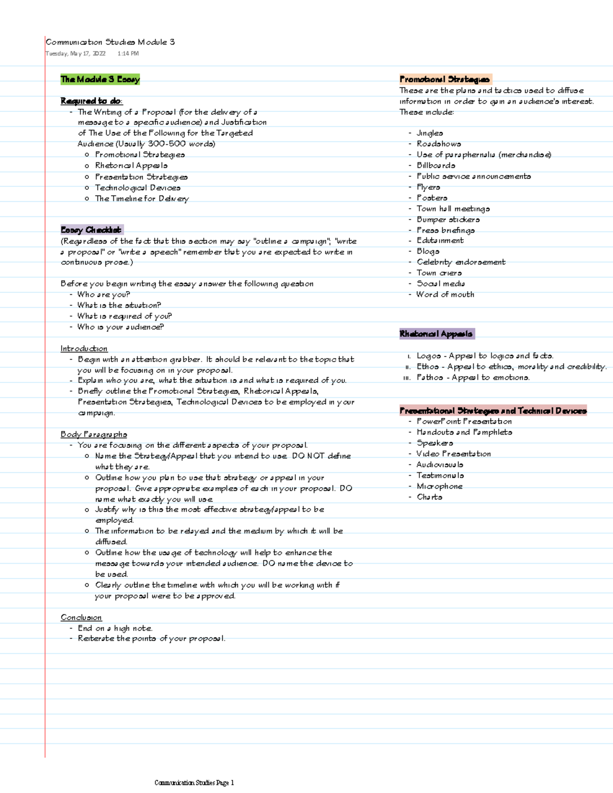Communication Studies Module 3 - The Module 3 Essay Promotional ...