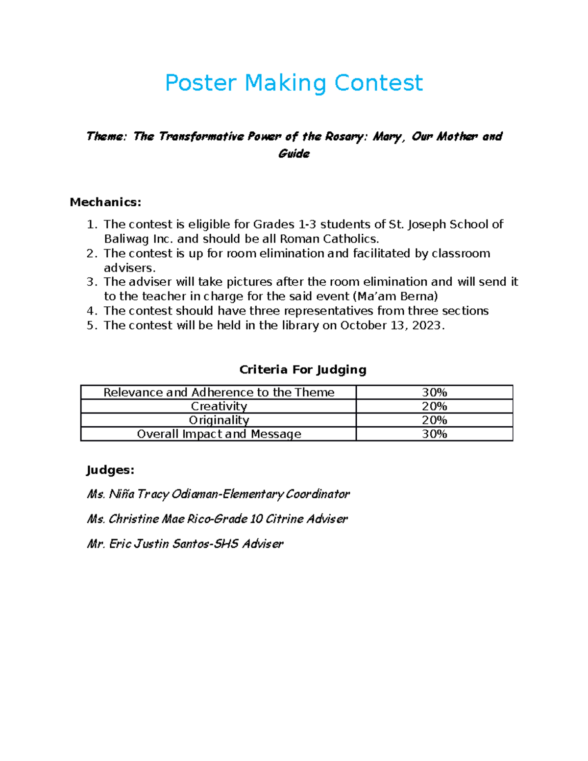 October poster making - Poster Making Contest Theme: The Transformative ...