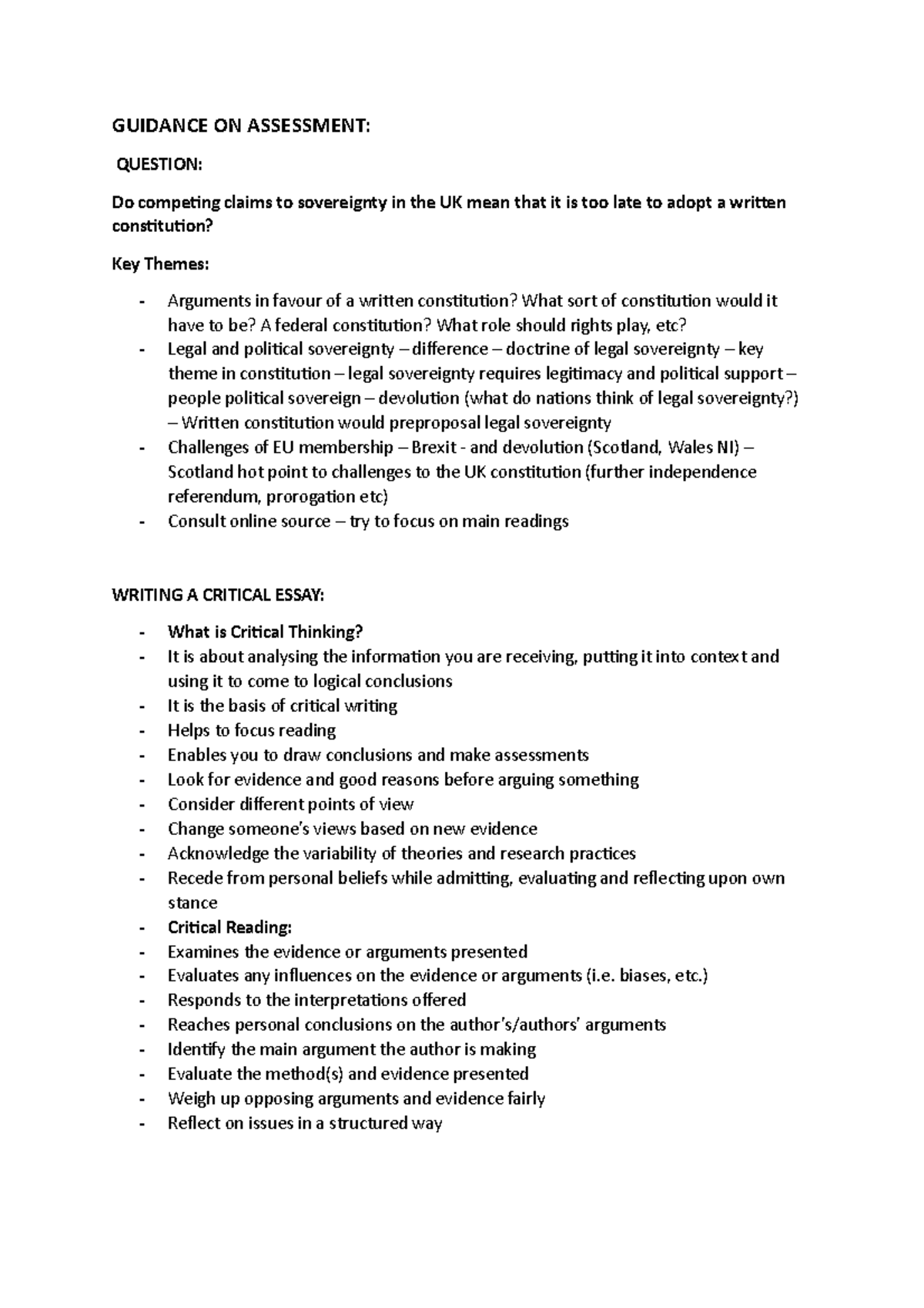 Guidance ON Assessment - GUIDANCE ON ASSESSMENT: QUESTION: Do competing ...