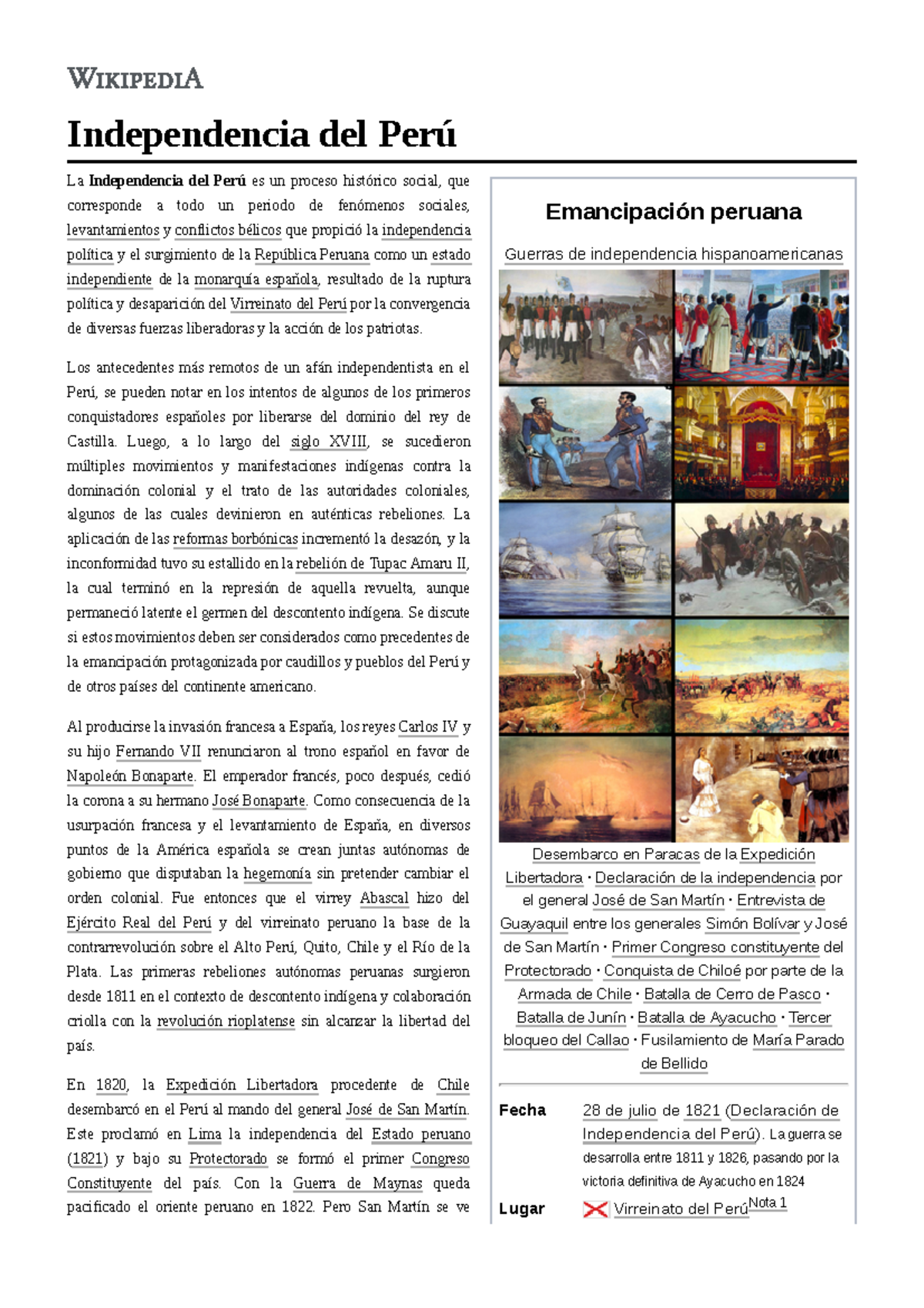 Independencia del Perú - La guerra se desarrolla entre 1811 y 1826, pasando por la victoria ...