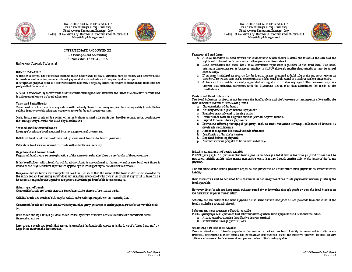 Intacc chapter 5 - intermediate acc, valix - BATANGAS STATE UNIVERSITY ...