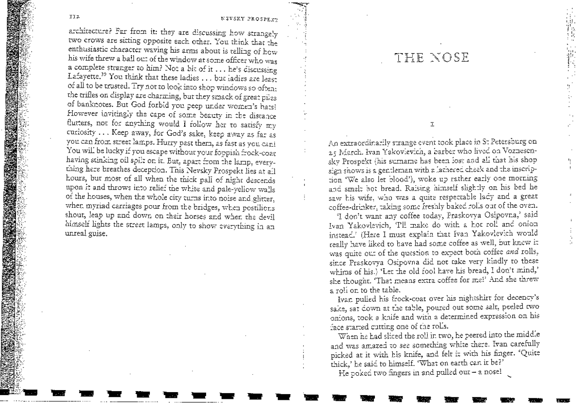 Gogol-The Nose - Short Story "The Nose" - IIZ NEVSKY PROSPEKT ...