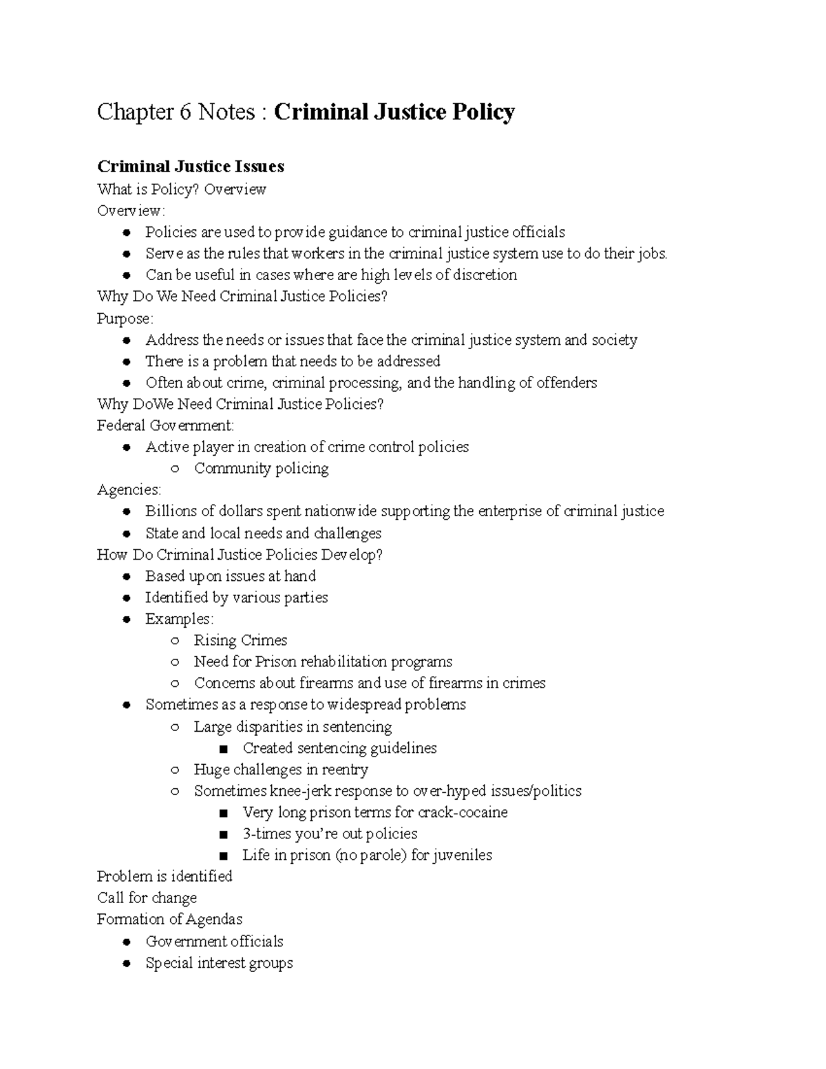 Chapter 6 Criminal Justice Notes - Chapter 6 Notes : Criminal Justice ...