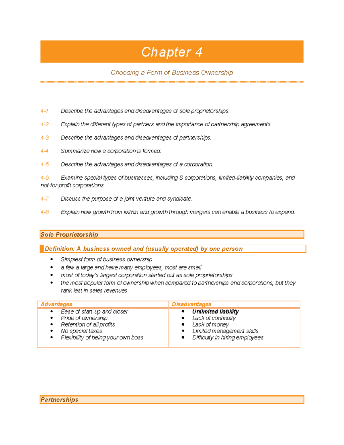 Intro to American Business - Chapter 4 Notes - Chapter 4 Choosing a ...