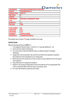 Exercise 1 (Pseudocode) - Programming 1 - 2020 Exercise 1 Pseudocode ...