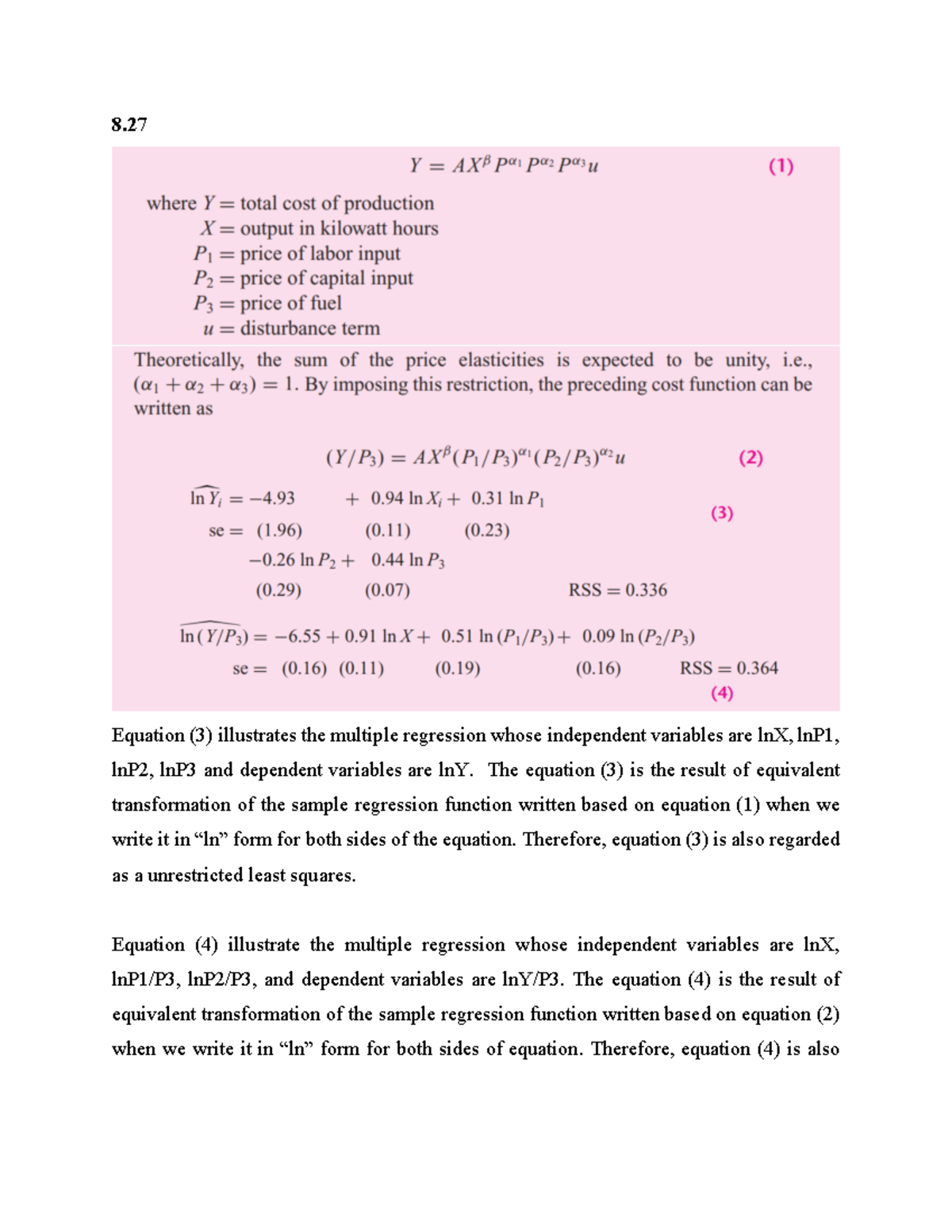 F test HW 13 3 - Test HW 13.3 Introductory Econometrics - 8. Equation ...