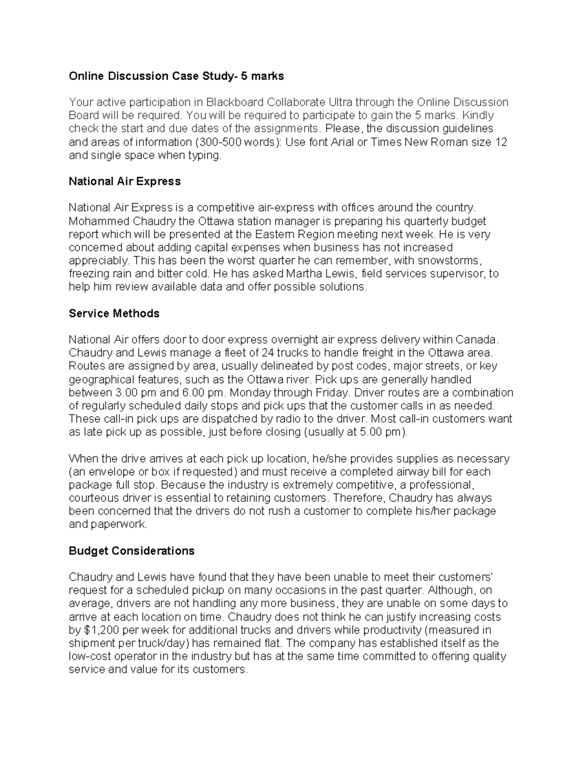 Online Discussion Case Study-National Air Express - Online Discussion ...