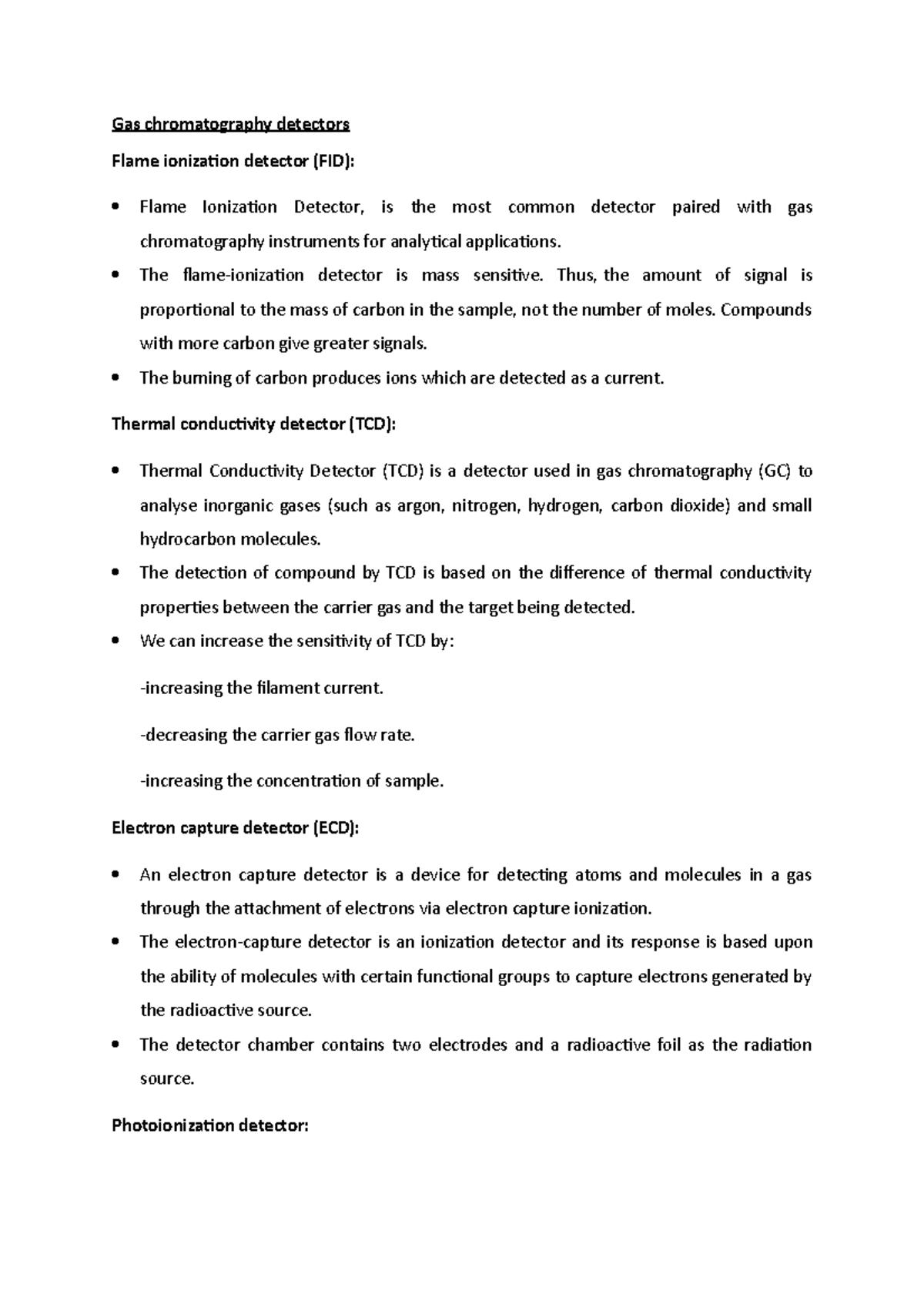 GC detectors - Gas chromatography detectors Flame ionization detector ...