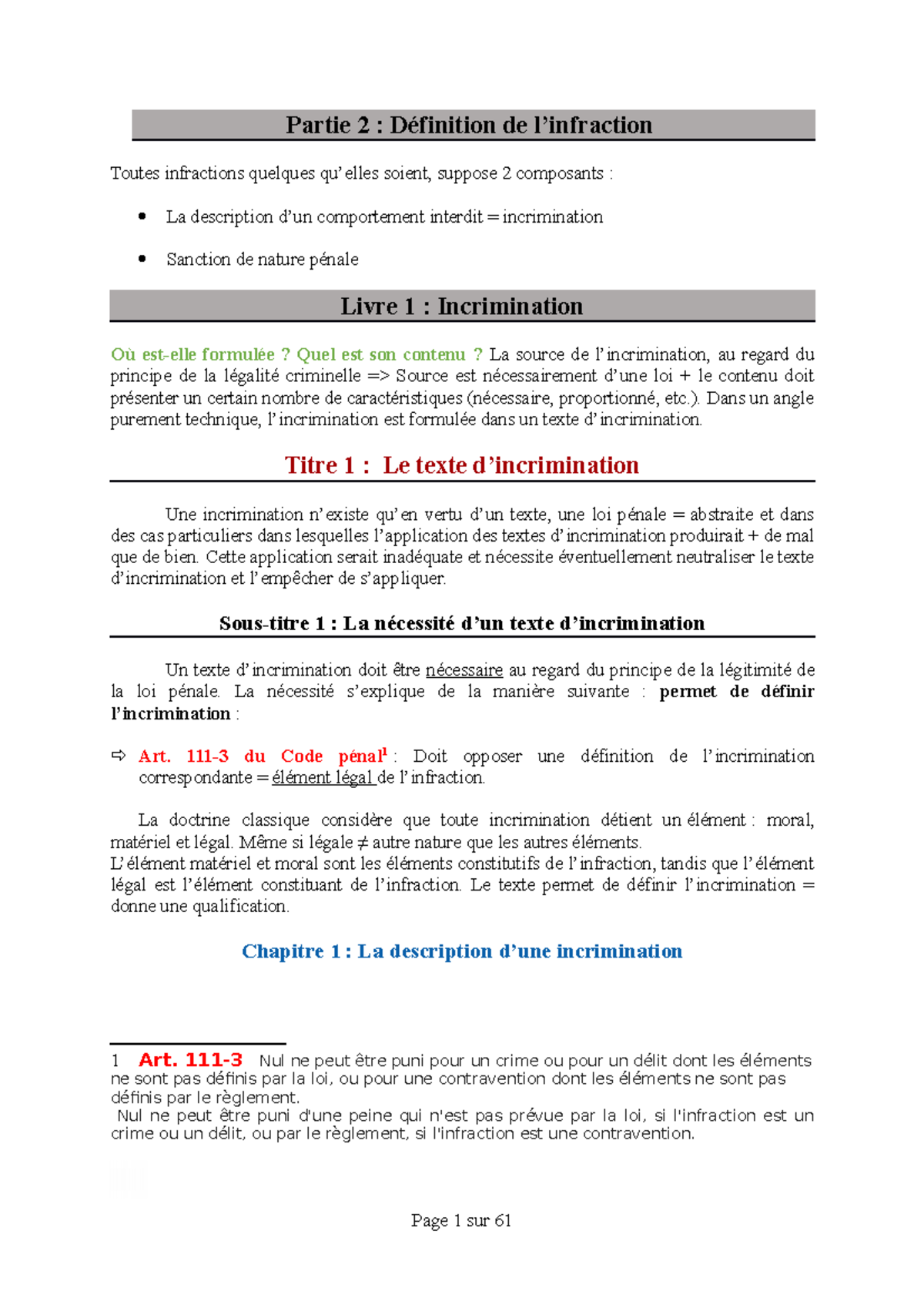 Partie 2 définition de l'incrimination - Partie 2 : Définition de l ...