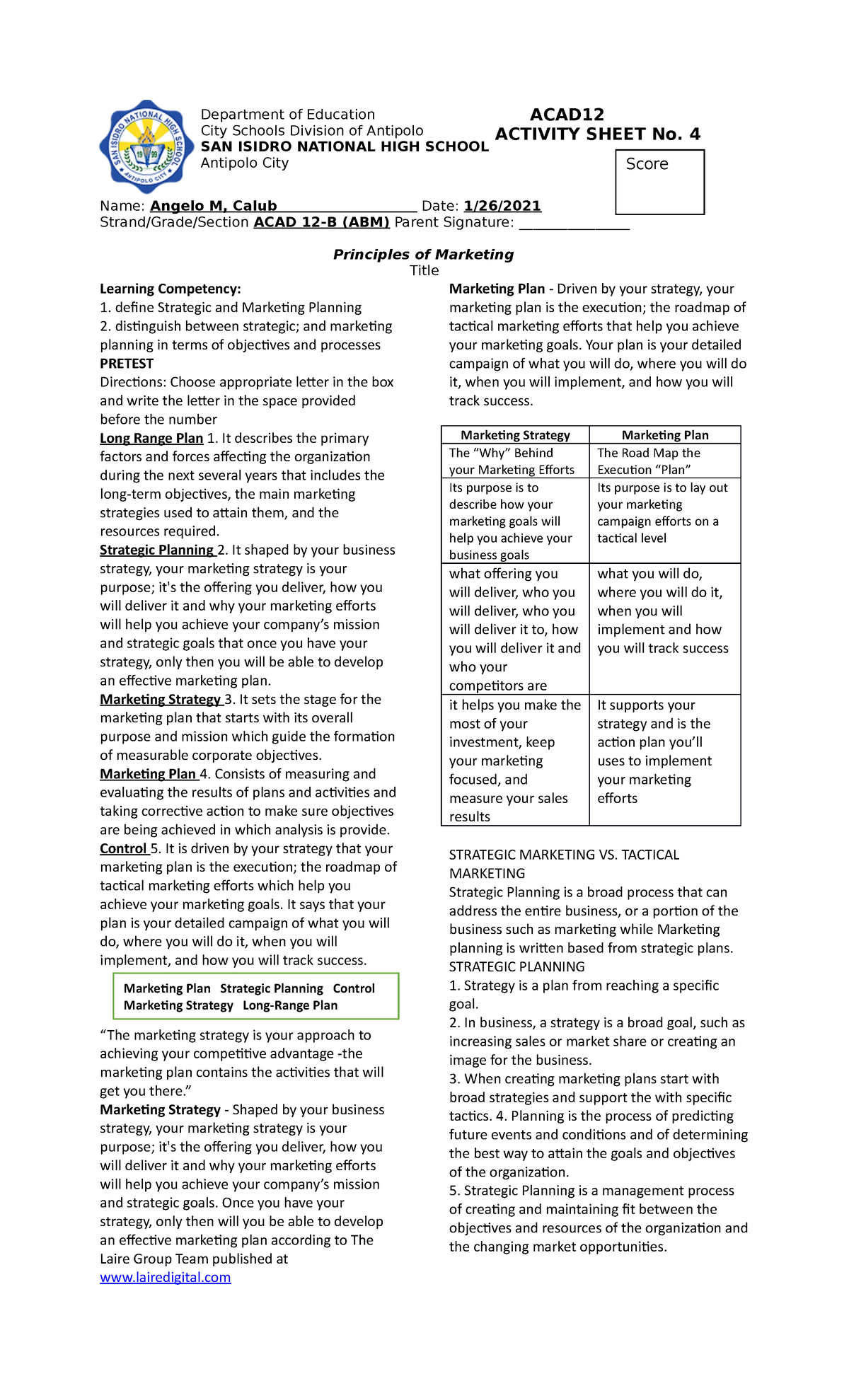 Activity- Sheet-4-ACAD-12 - Name: Angelo M, Calub Date: 1/26/ Strand ...