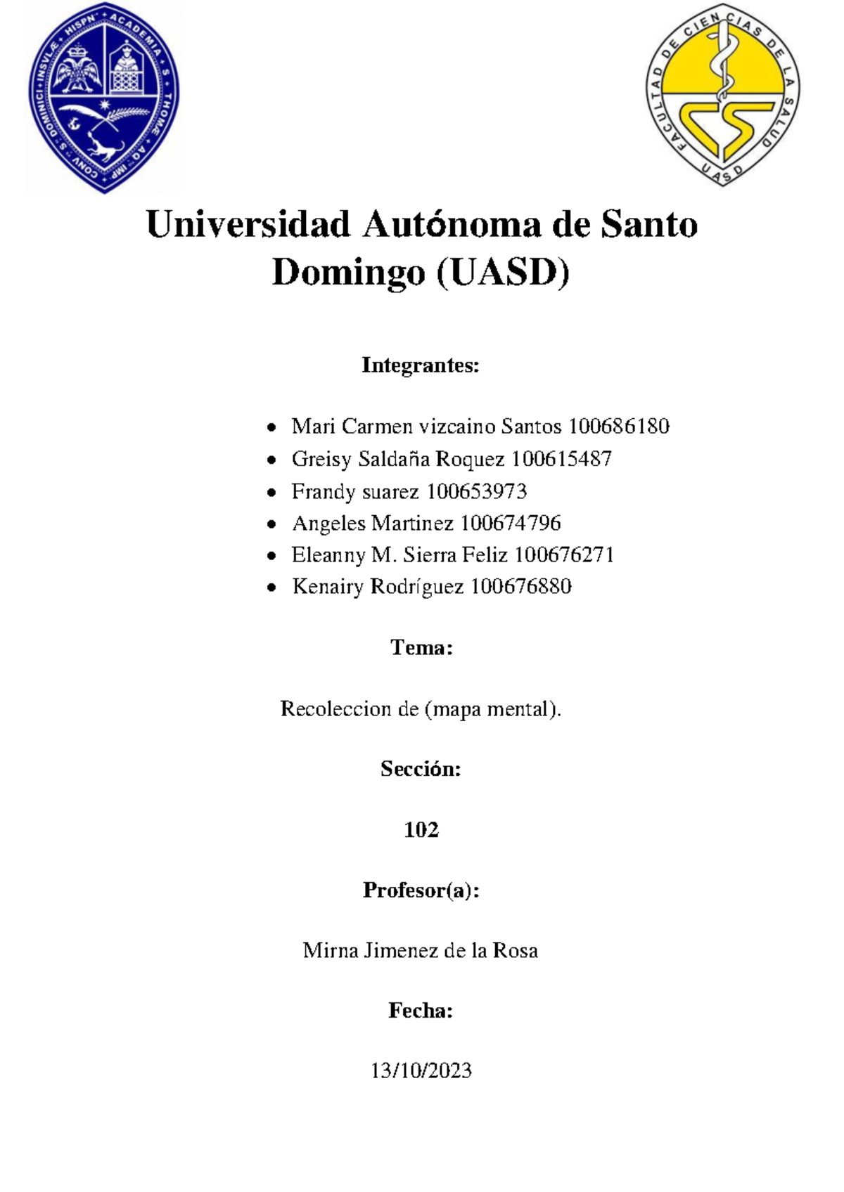 Mapa mental - Universidad Autónoma de Santo Domingo (UASD) Integrantes ...