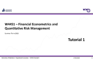 W4451 - Tutorial 2 - Sommersemester - W4451 - Financial Econometrics ...