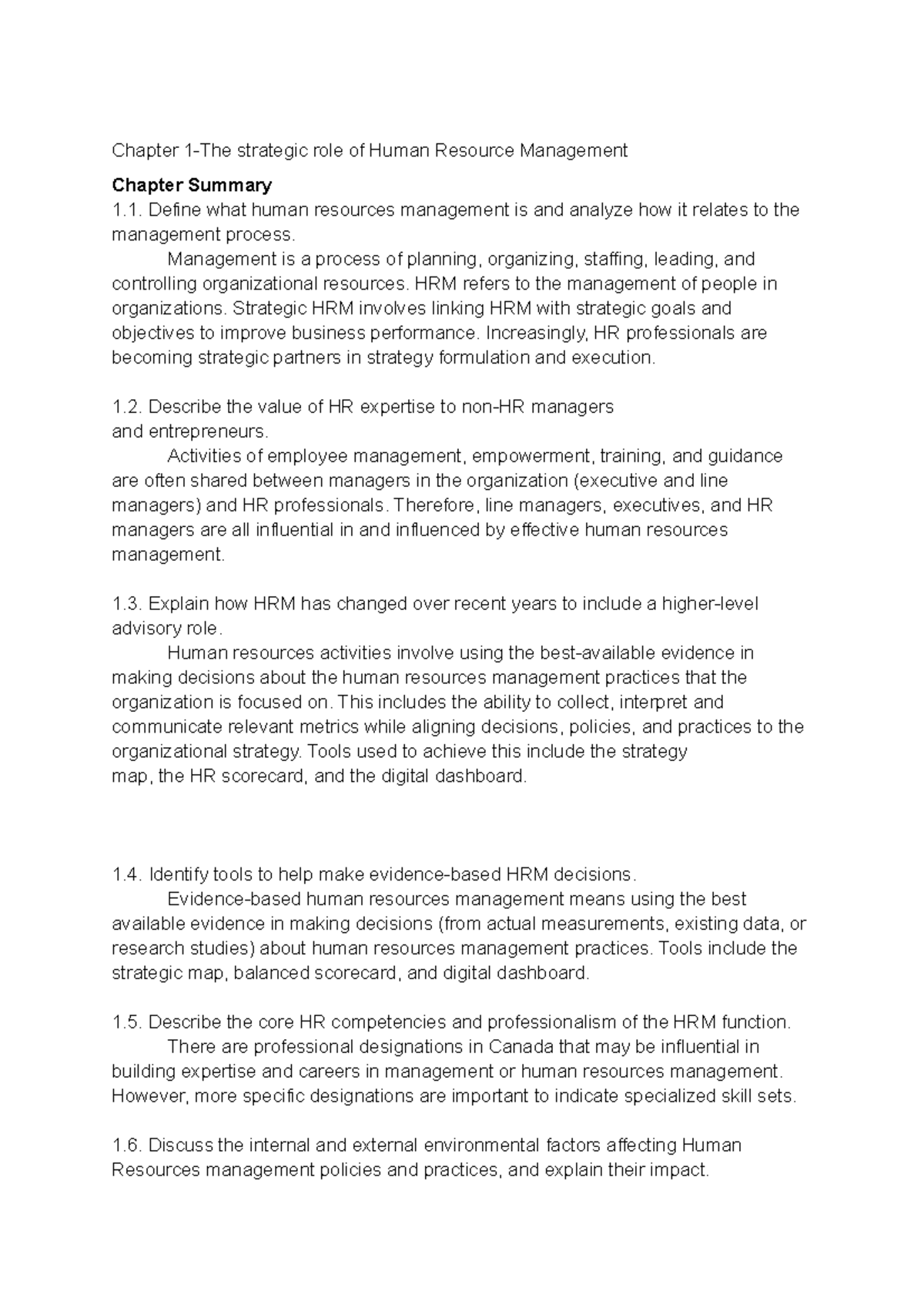 HR - Human Resources - Chapter 1-The strategic role of Human Resource ...