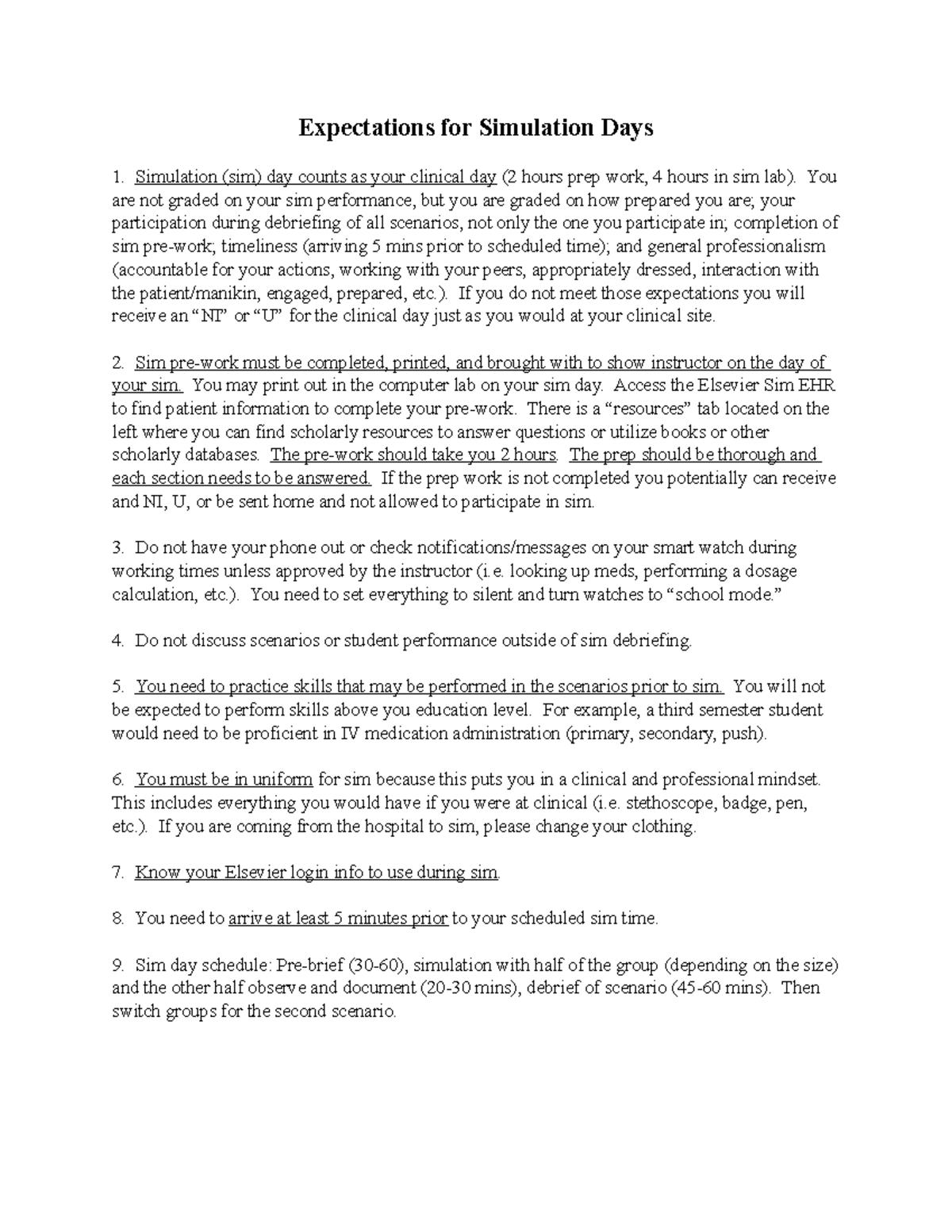 111 Pre Sim- Kyle and Wallace - Expectations for Simulation Days ...