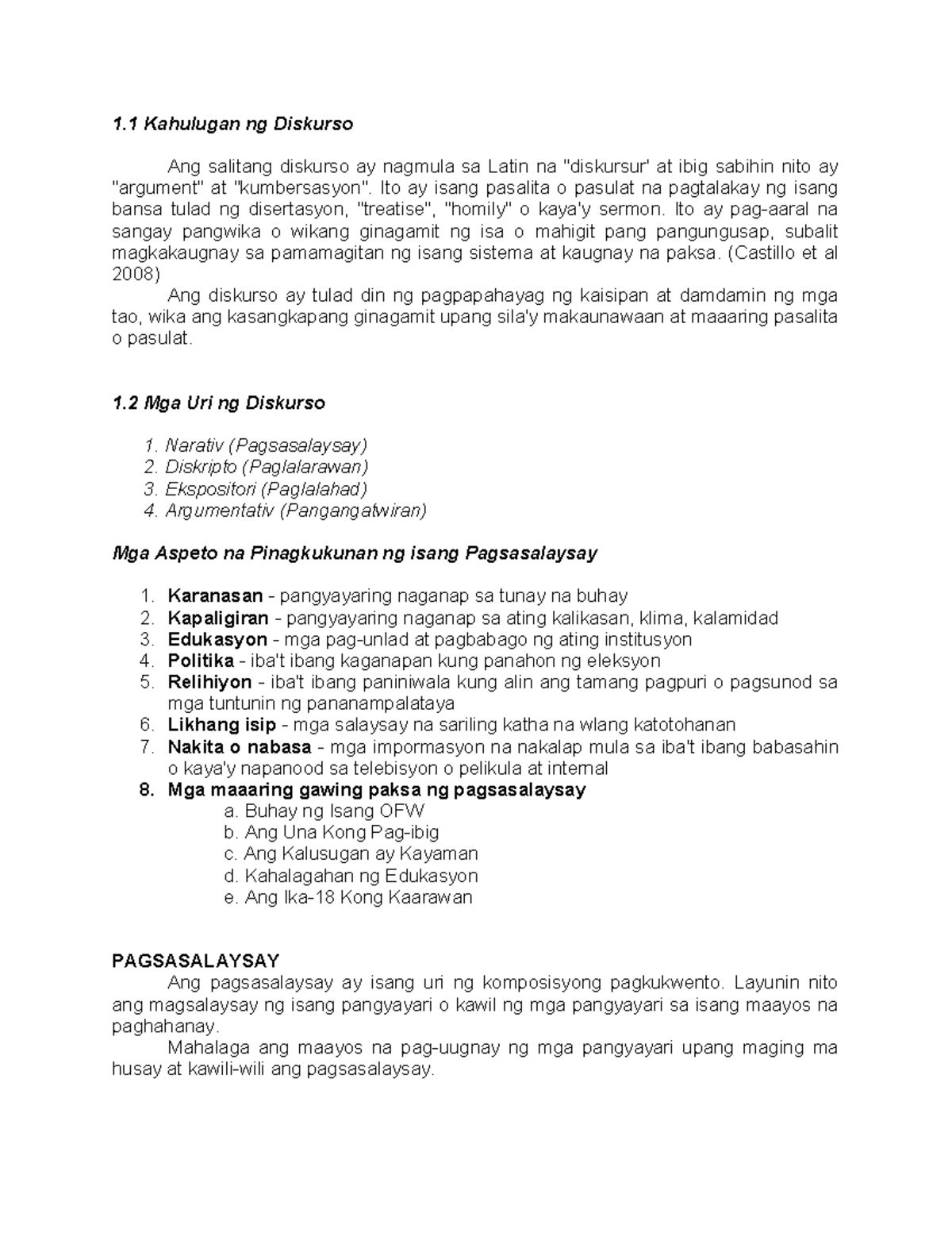 Pinal-NA- Talakayan - 1 Kahulugan ng Diskurso Ang salitang diskurso ay ...