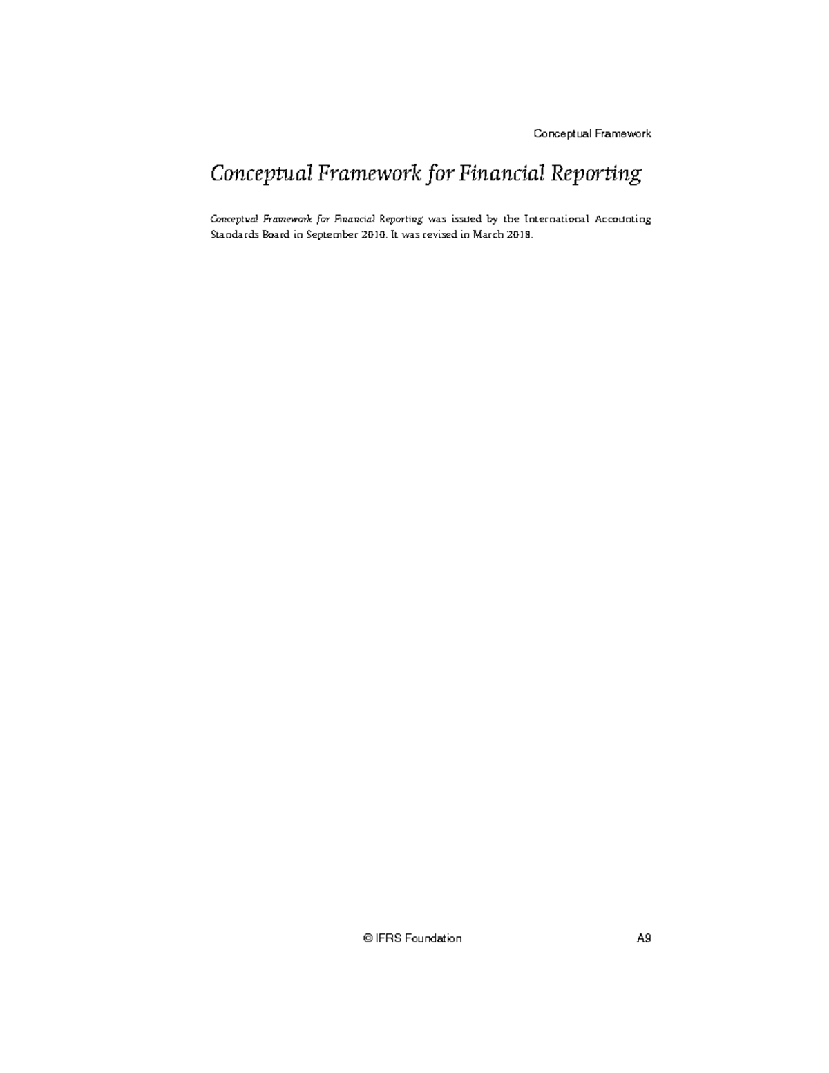 CFAS - Module - Conceptual Frameworks - Conceptual Framework for Financial Reporting Conceptual ...