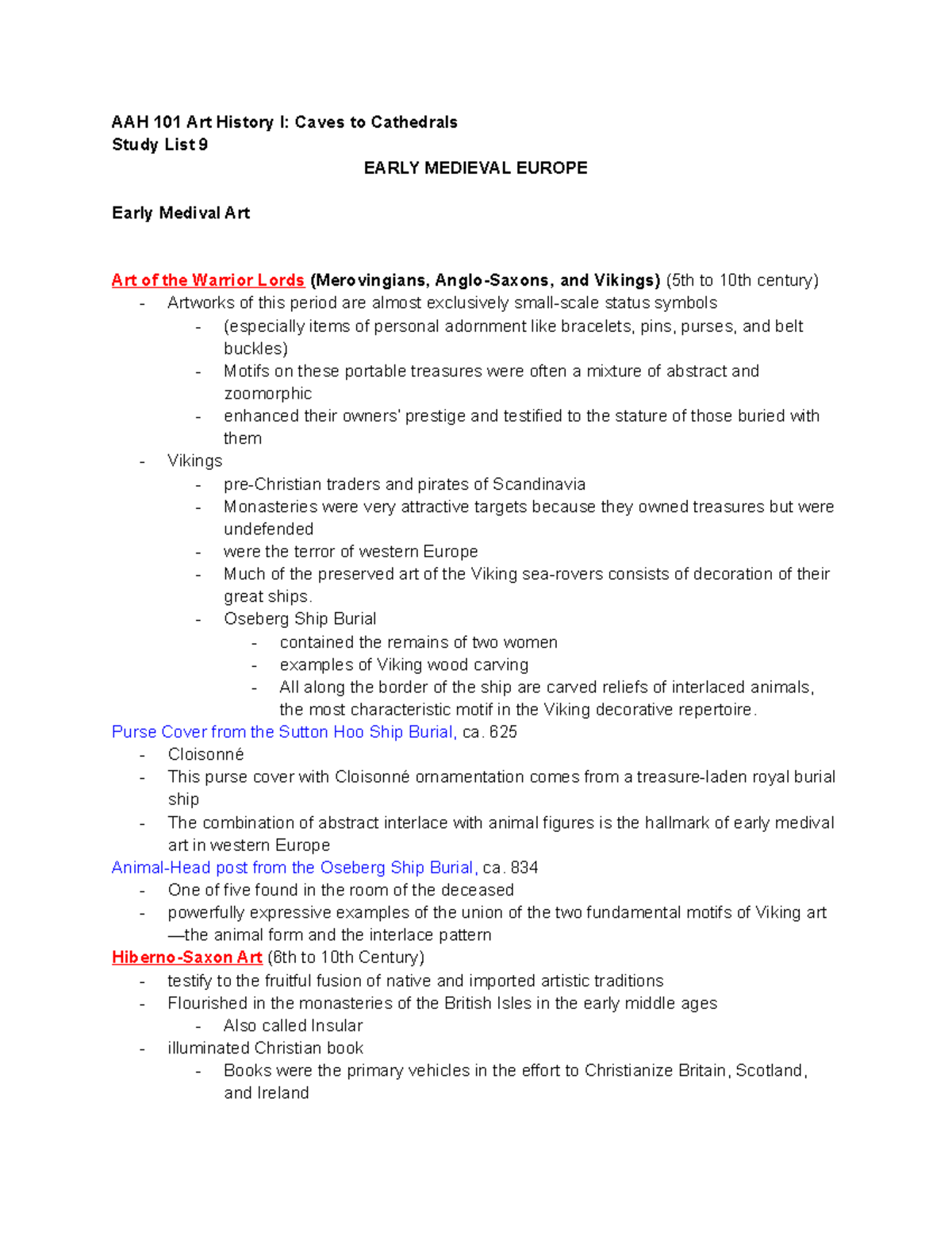 Early Medieval Europe - AAH 101 Art History I: Caves to Cathedrals ...