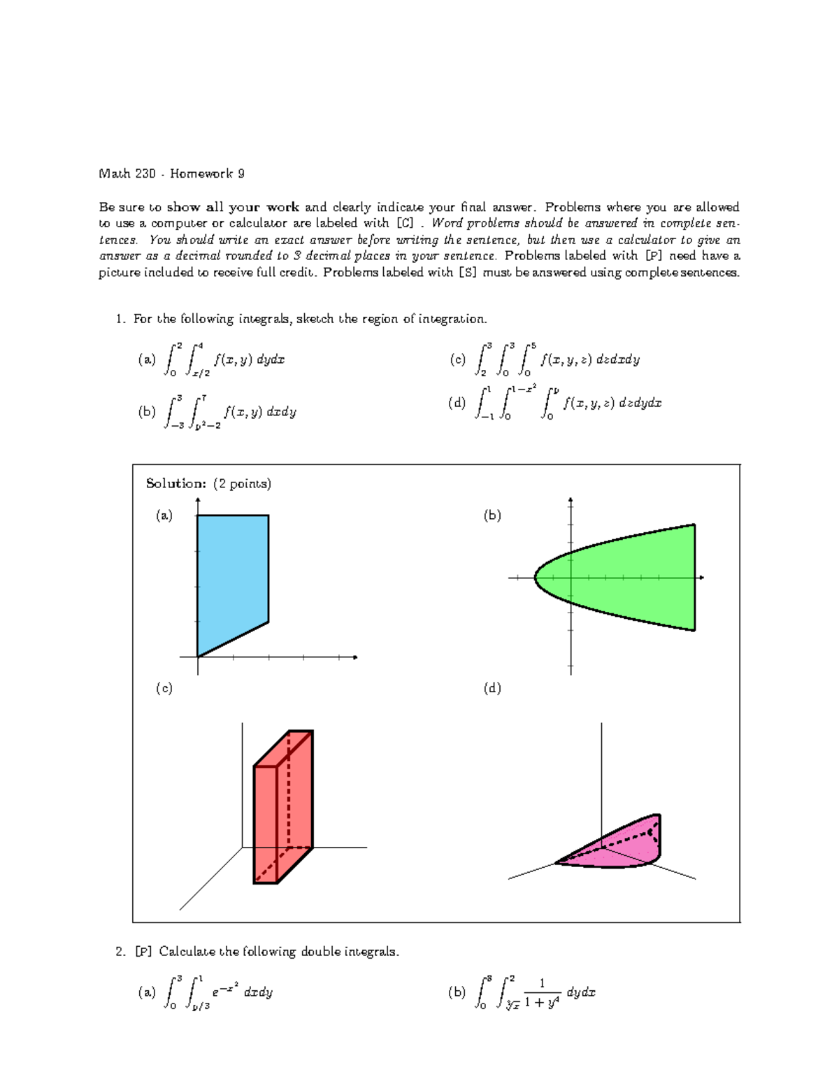 230 hw9 - Assignment solutions - Math 230 - Homework 9 Be sure to show ...