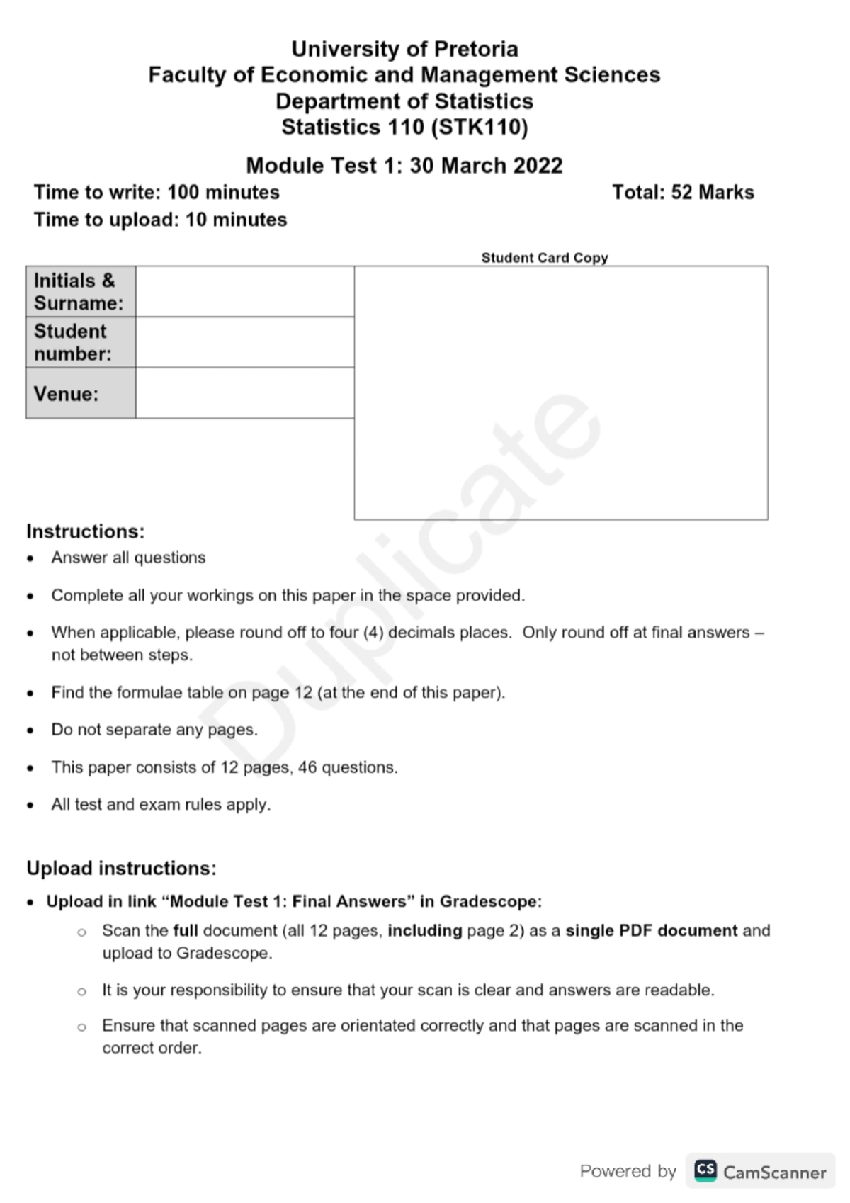 STK110 Semester Test 1 2022 copy - STK 110 - Studocu