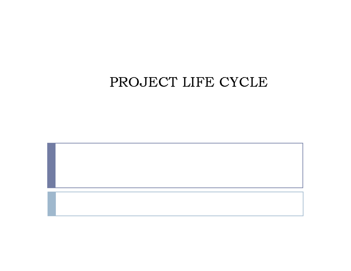 Project Life Cycle Project Life Cycle What Is A Project Life Cycle