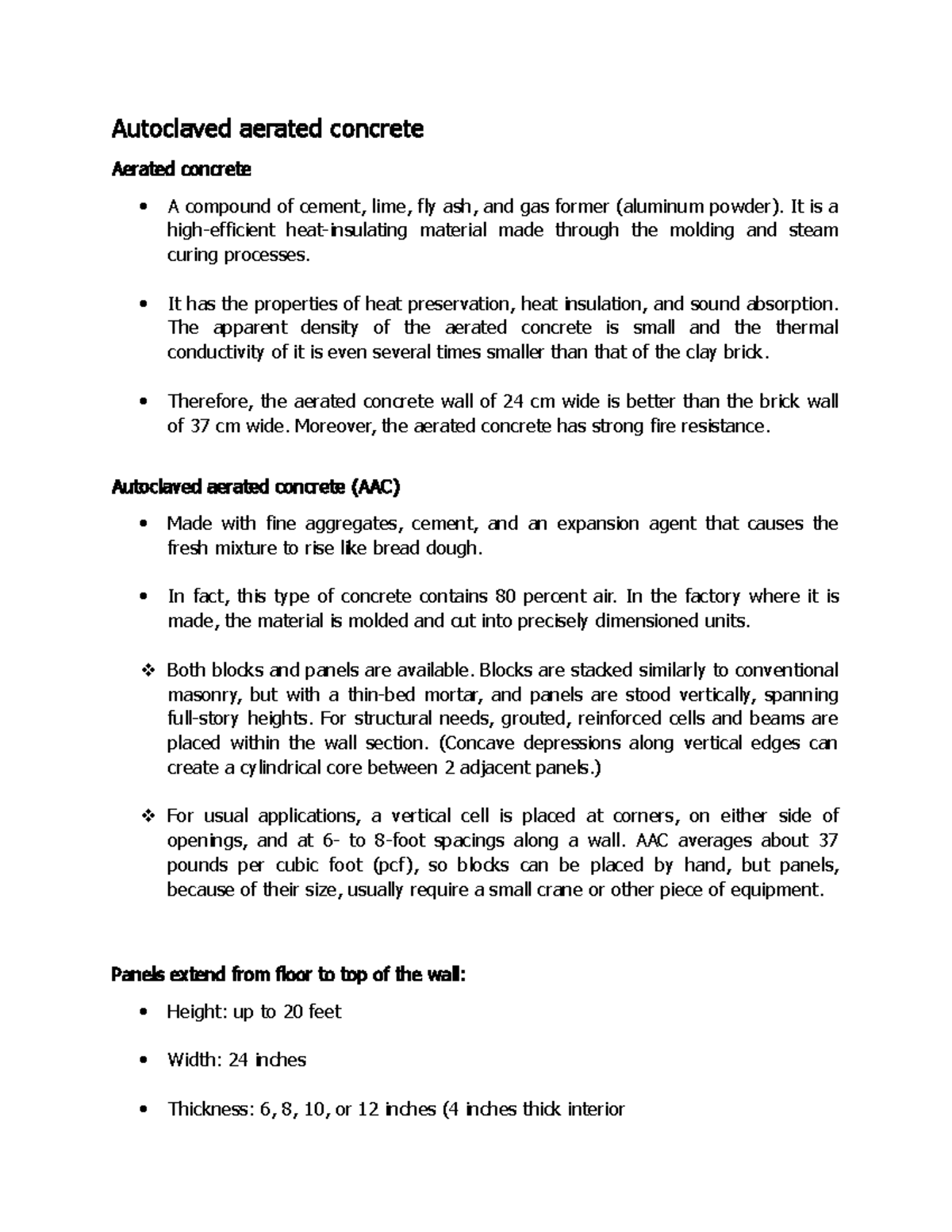 Autoclaved aerated concrete- Manufacturing, Advantages and Disadvantages - Autoclaved aerated ...