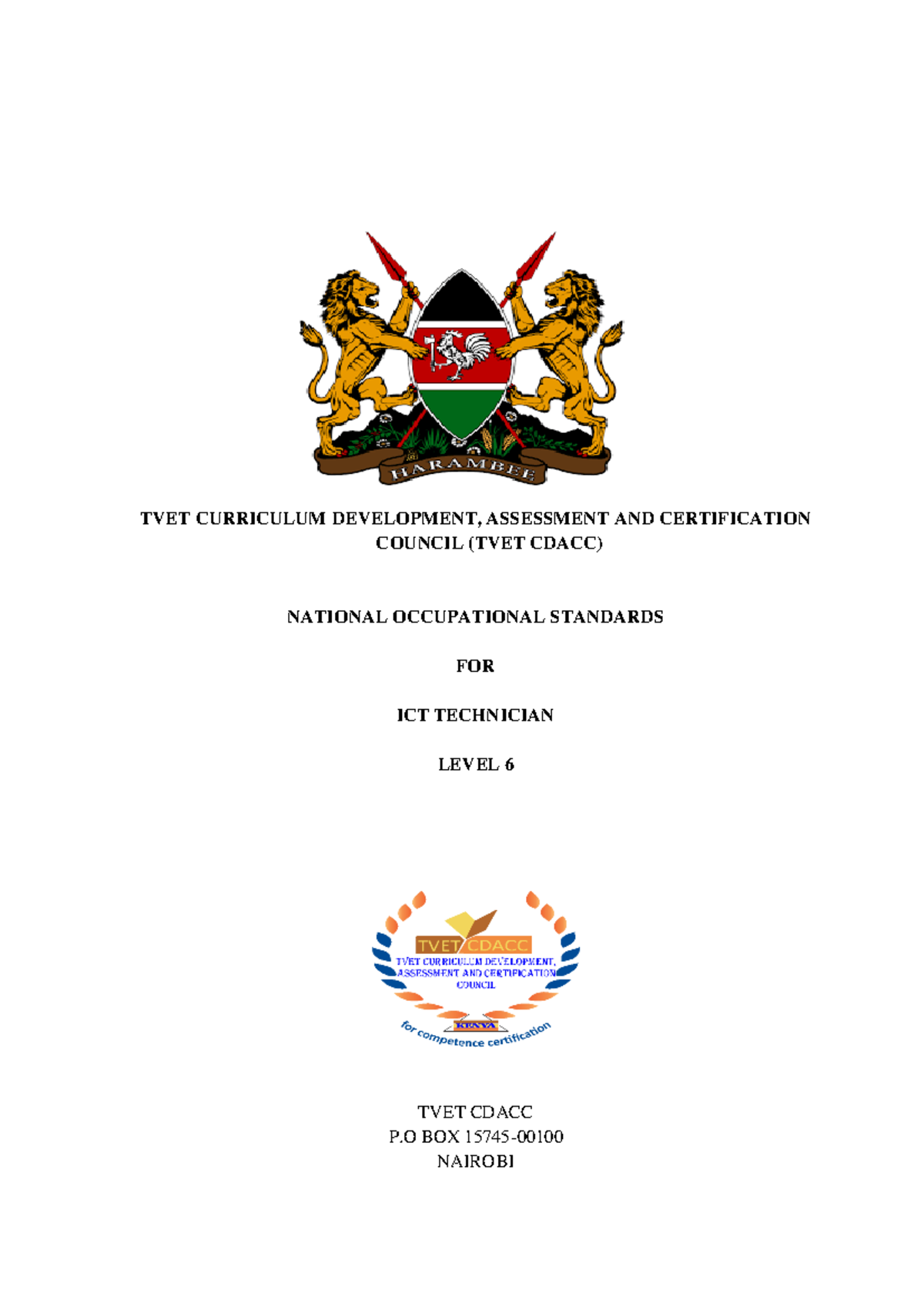 ICT OS Level 6 - TVET CURRICULUM DEVELOPMENT, ASSESSMENT AND CERTIFICATION COUNCIL (TVET CDACC ...