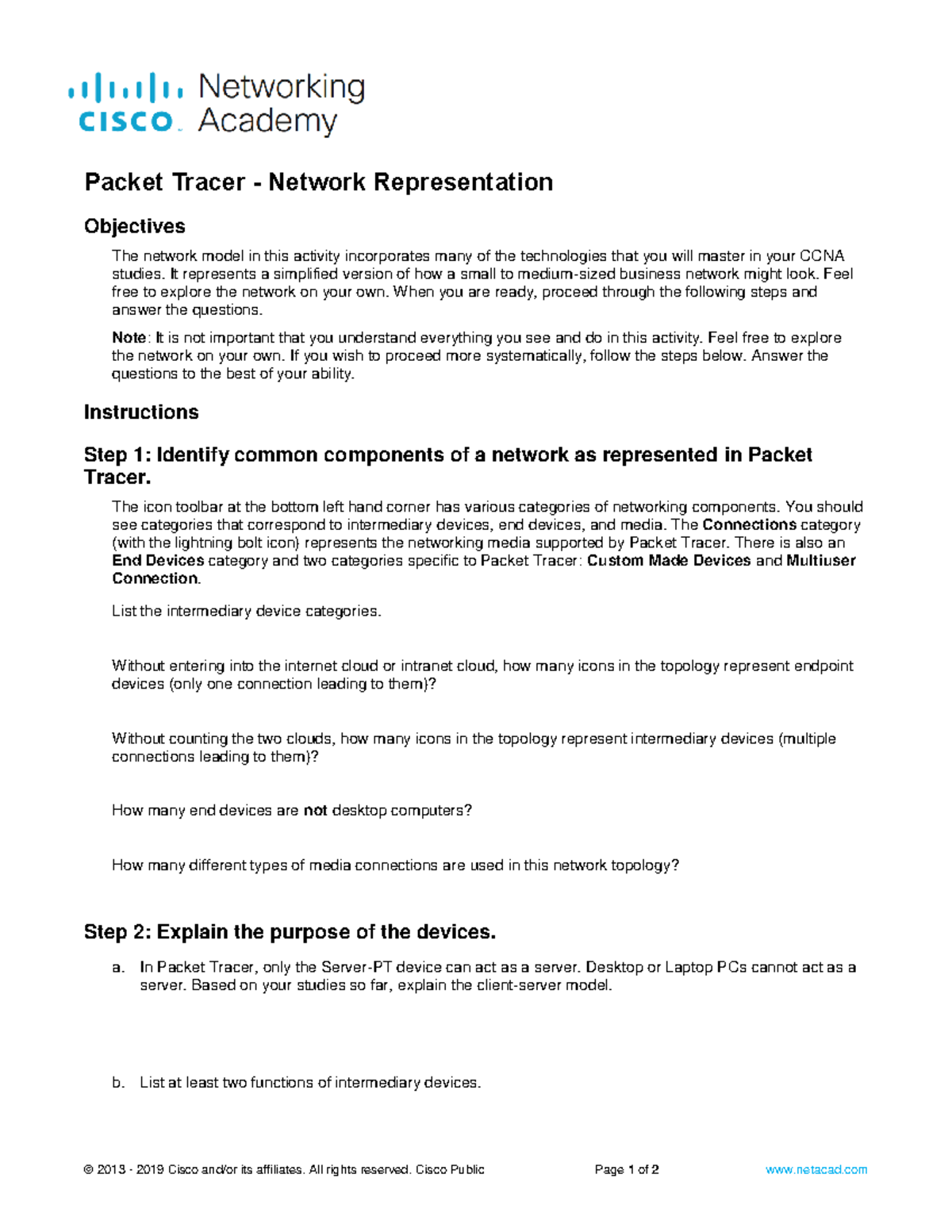 1 - 1.5.7-packet-tracer-network-representation from cisco - © 2013 ...