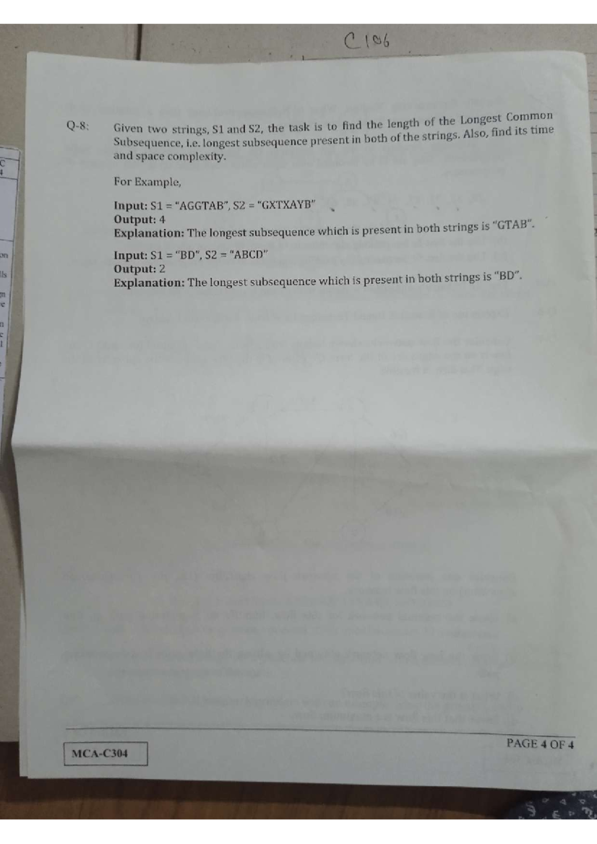 DAA - Papers Important - Given two strings, S1 and S2, the task is to find the length of the ...