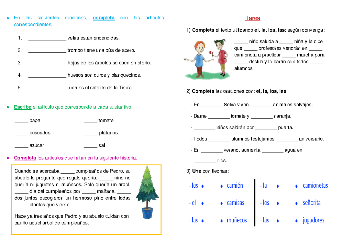 Ficha...El artículo - Ficha editable - En las siguientes oraciones ...
