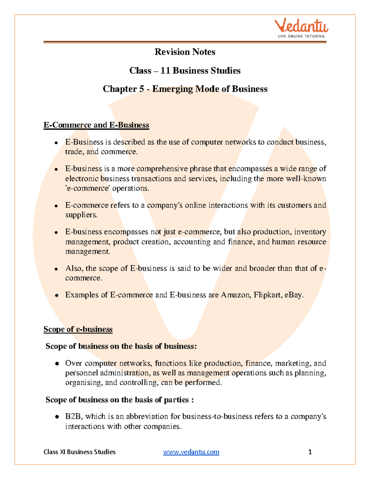 Class 11 Business Studies Chapter 5 - Revision Notes - Revision Notes ...