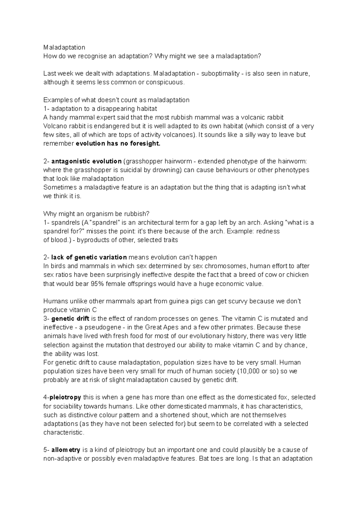 4. maladaptation and levels of selection - Maladaptation How do we ...