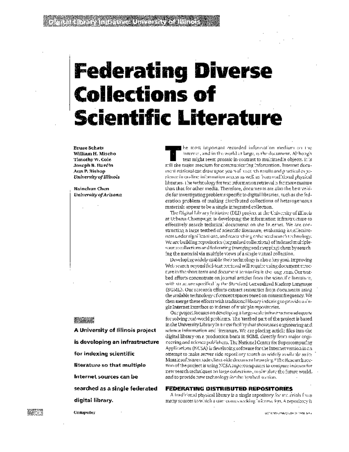 Federating diverse collections - Bruce Schatz William H. Mischo Timothy ...
