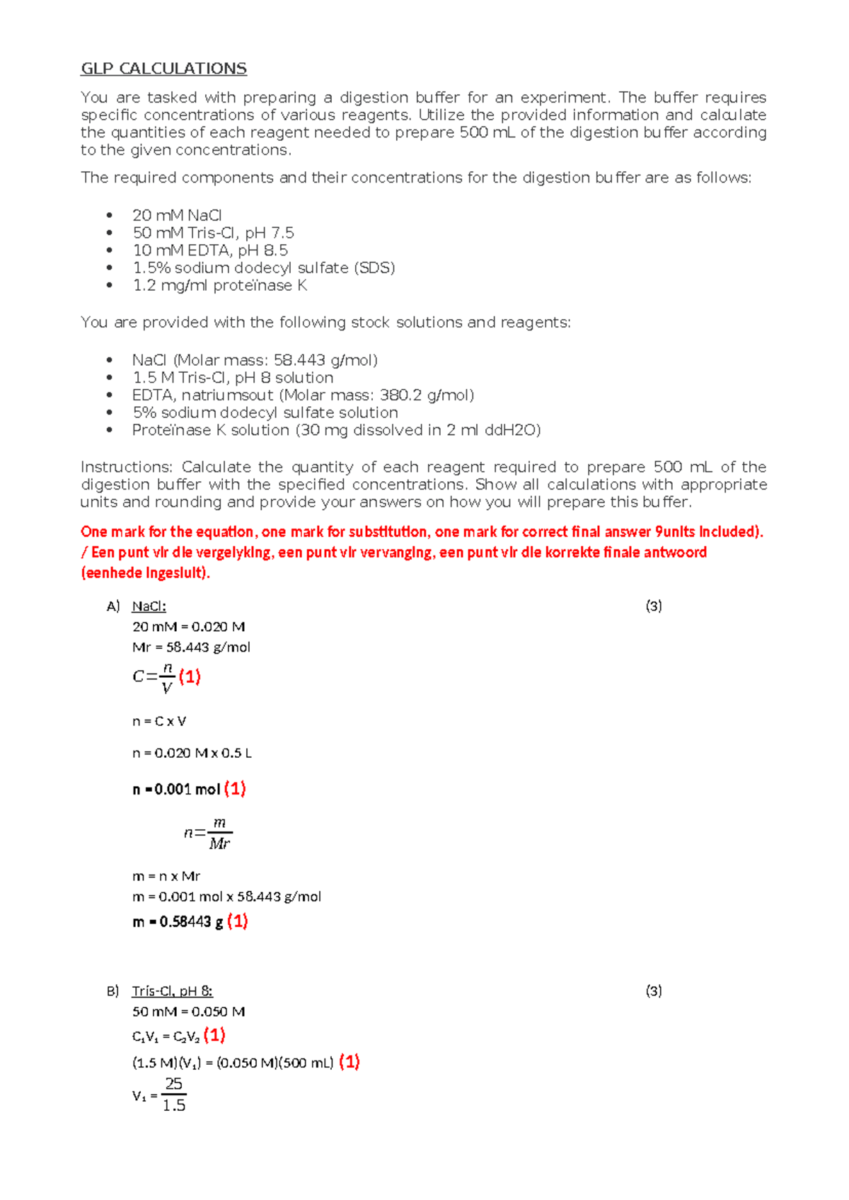 GLP calculations memo - GLP CALCULATIONS You are tasked with preparing ...