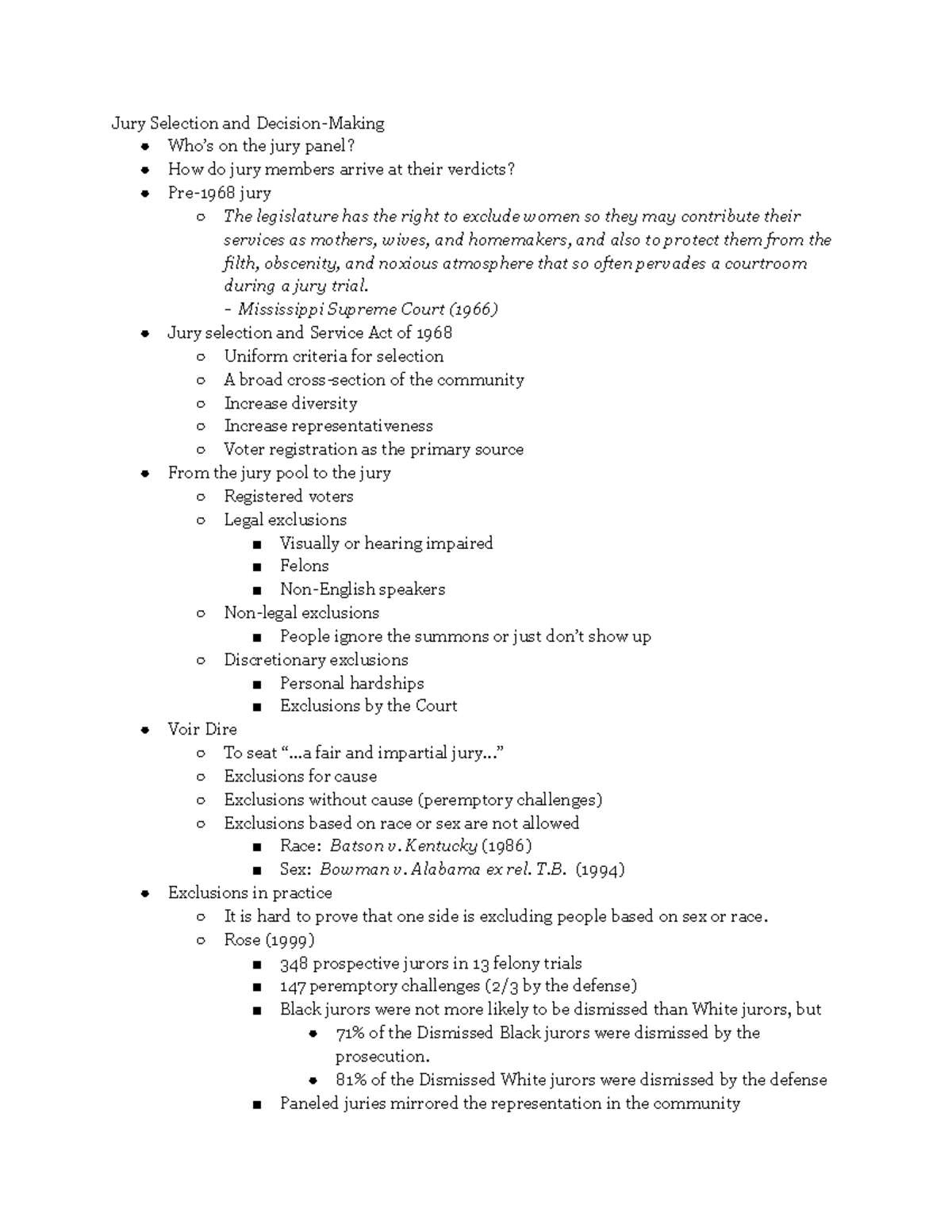 13. Jury Selection and Decision-Making - Jury Selection and on the jury ...