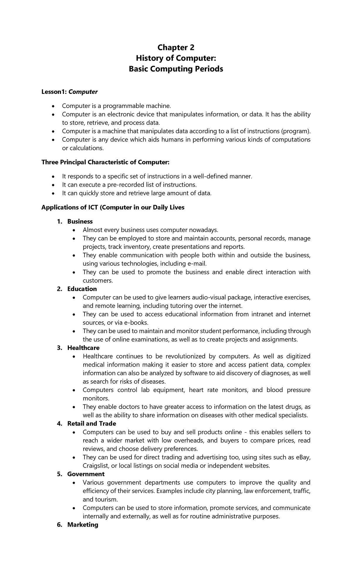 Chapter 2 - IT ERA - Chapter 2 History of Computer: Basic Computing ...