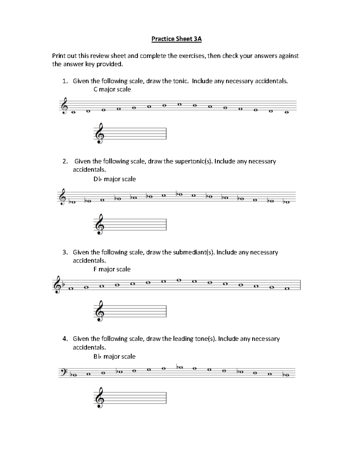 Practice Sheet 3A - music notes - Practice Sheet 3 A Print out this ...