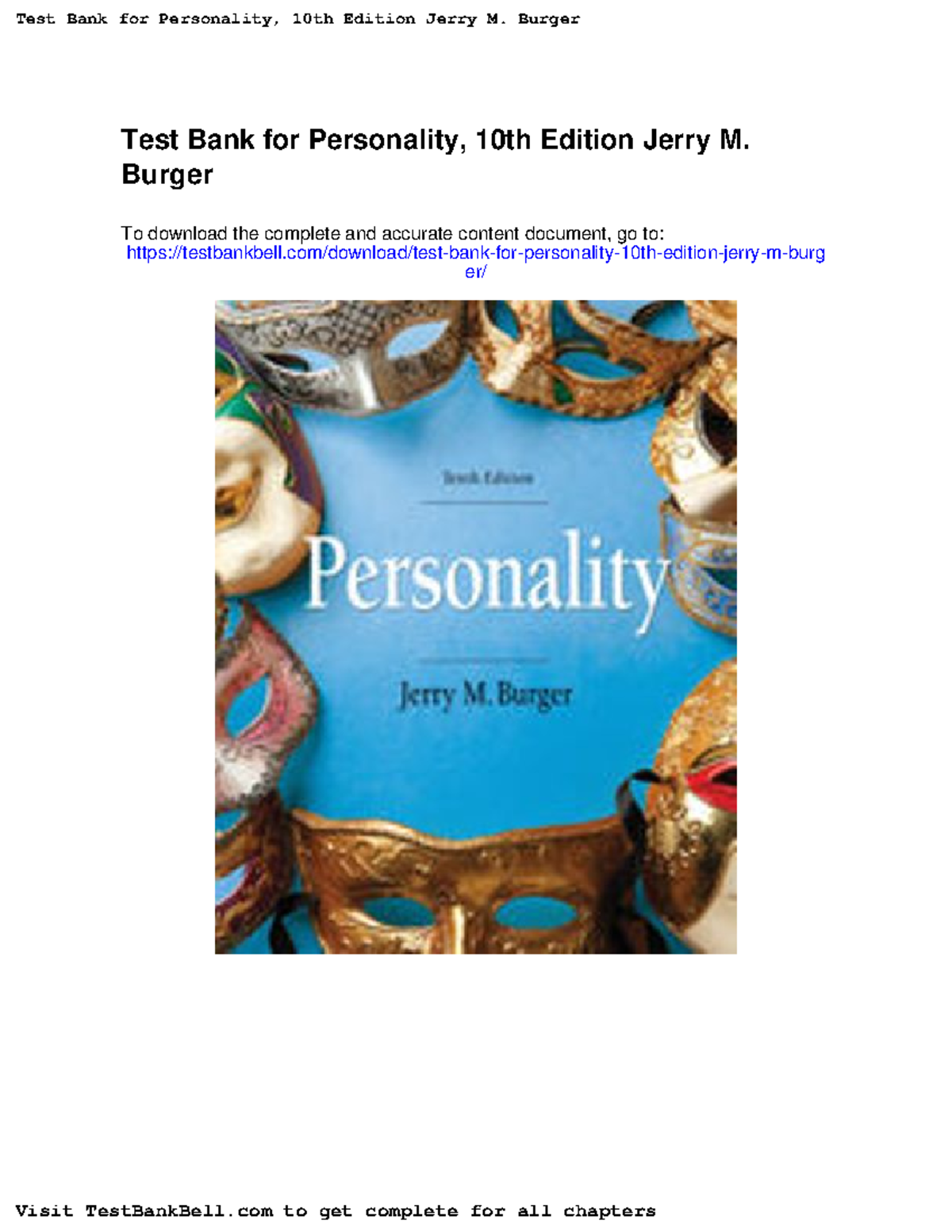Test-bank-for-personality-10th-edition-jerry-m-burger compress - Test ...