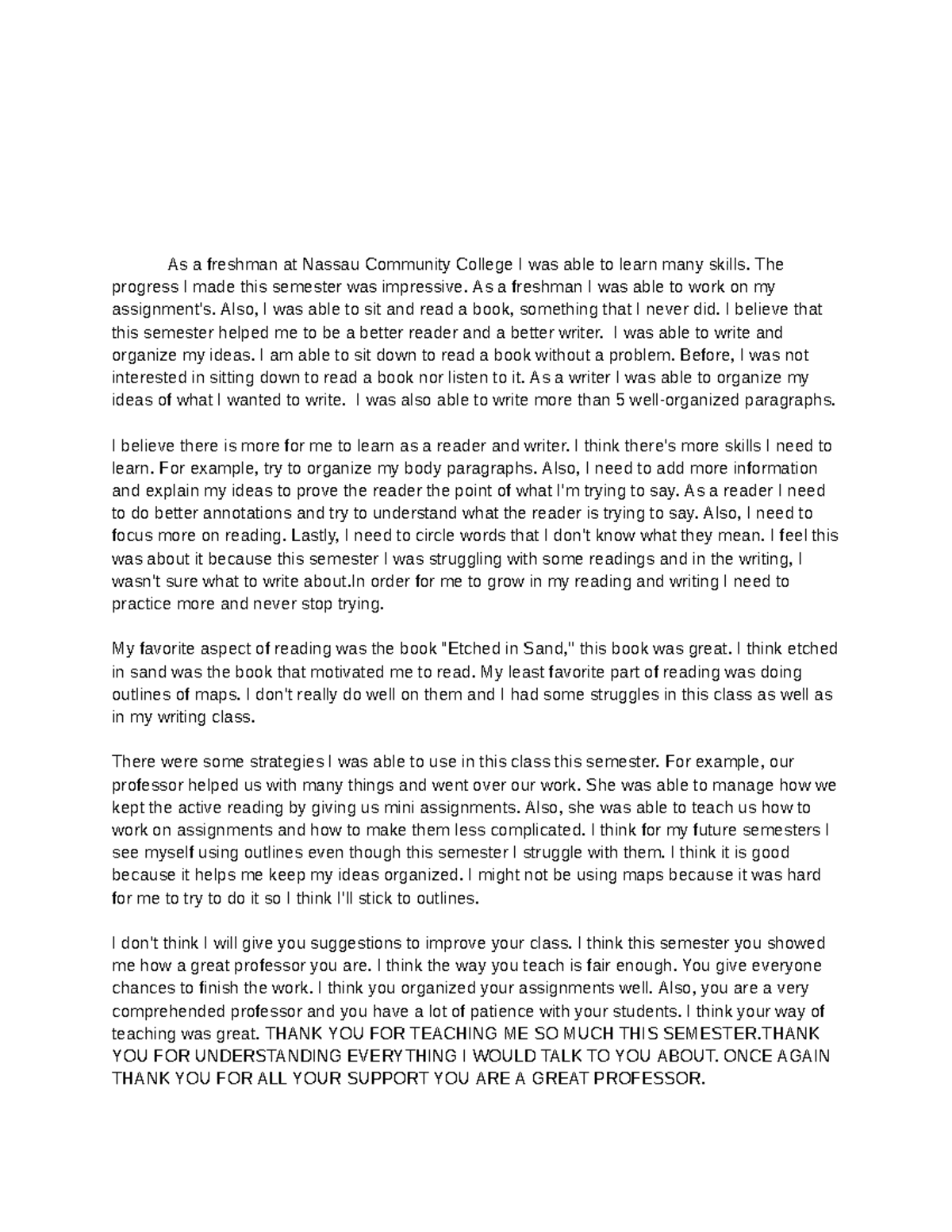 Final paper. - Google Docs - As a freshman at Nassau Community College ...