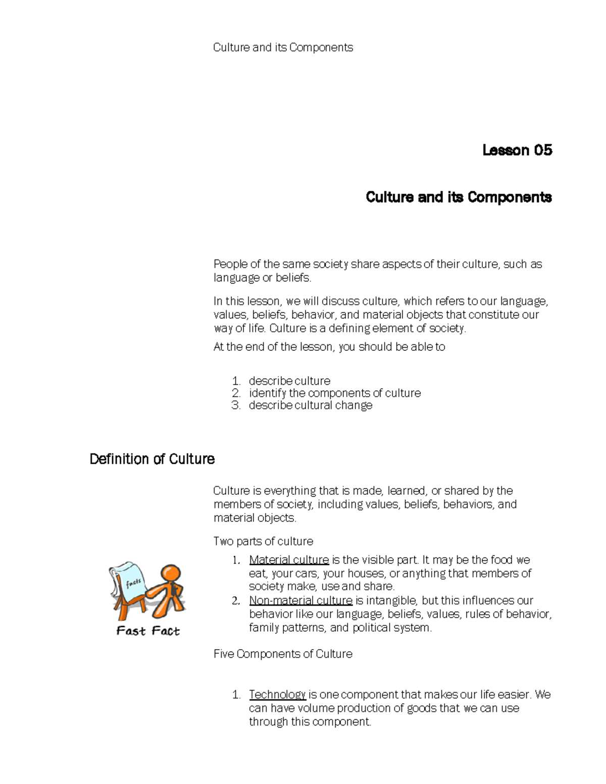 Module 5 - Culture and its Components Lesson 05 Culture and its ...