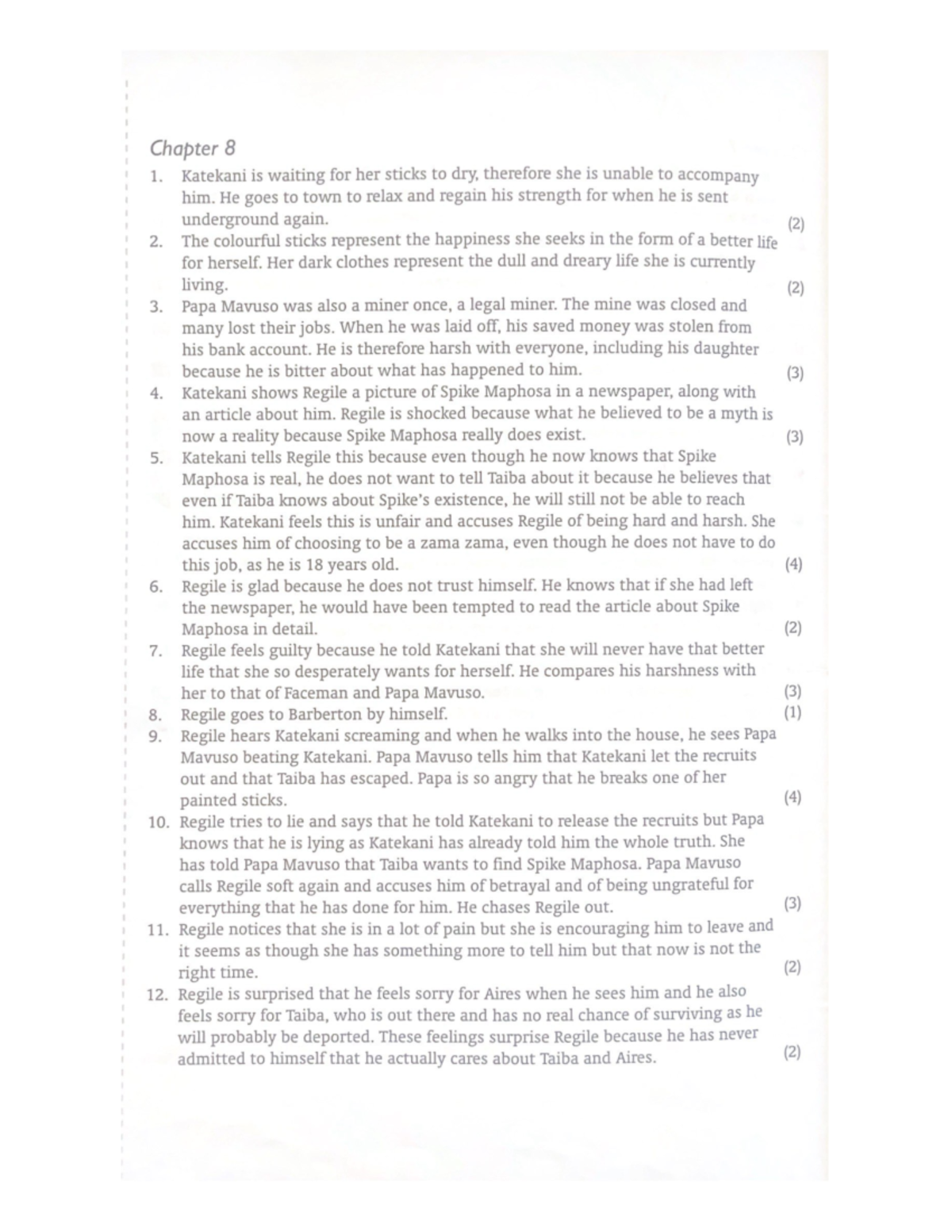 Gr11 Novel Chapter 8 - Answers - Chapter 8 1. Katekani is waiting for ...